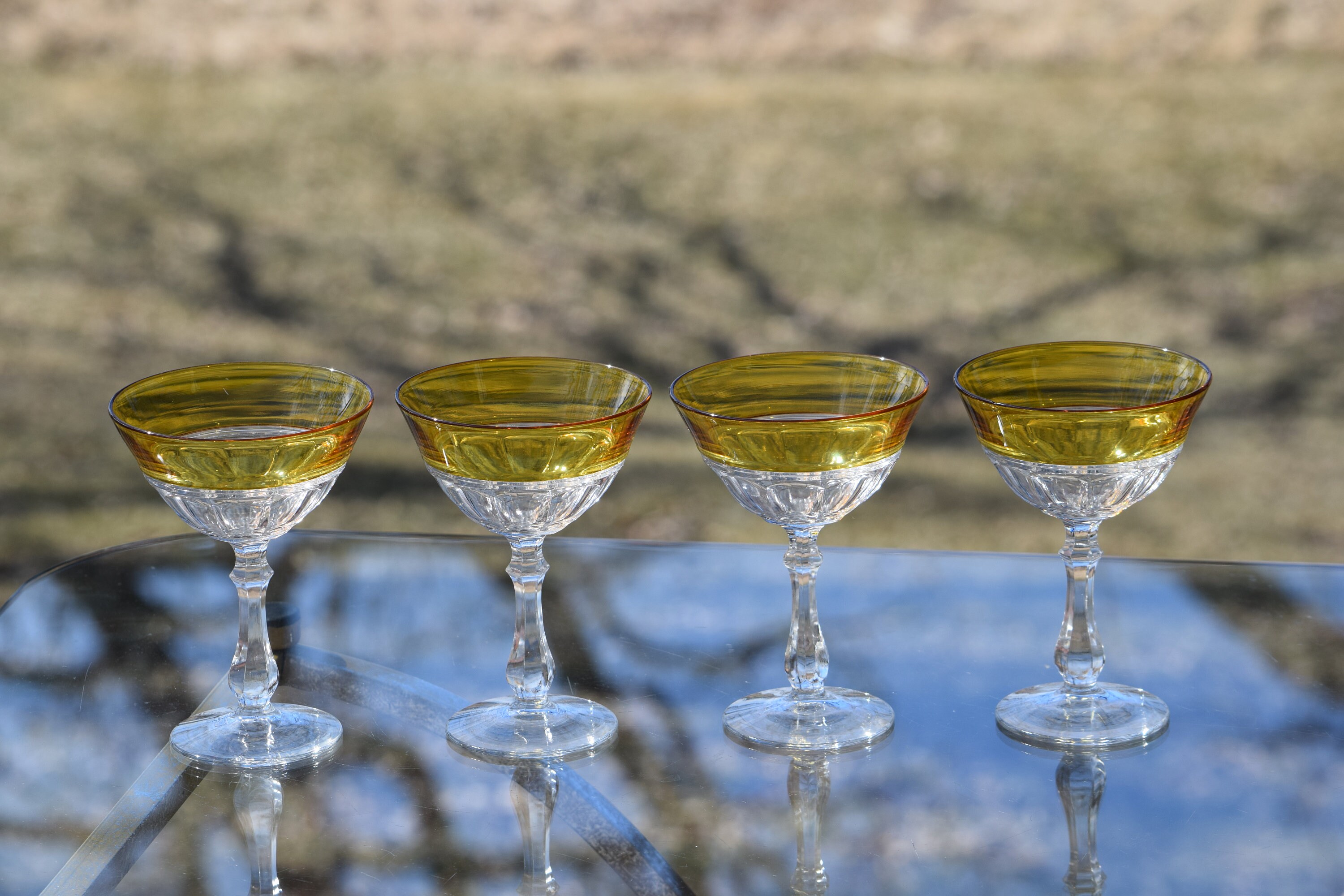 SOLD - RESERVED - Steven ~ Vintage Yellow Cocktail ~ Martini Glasses ...