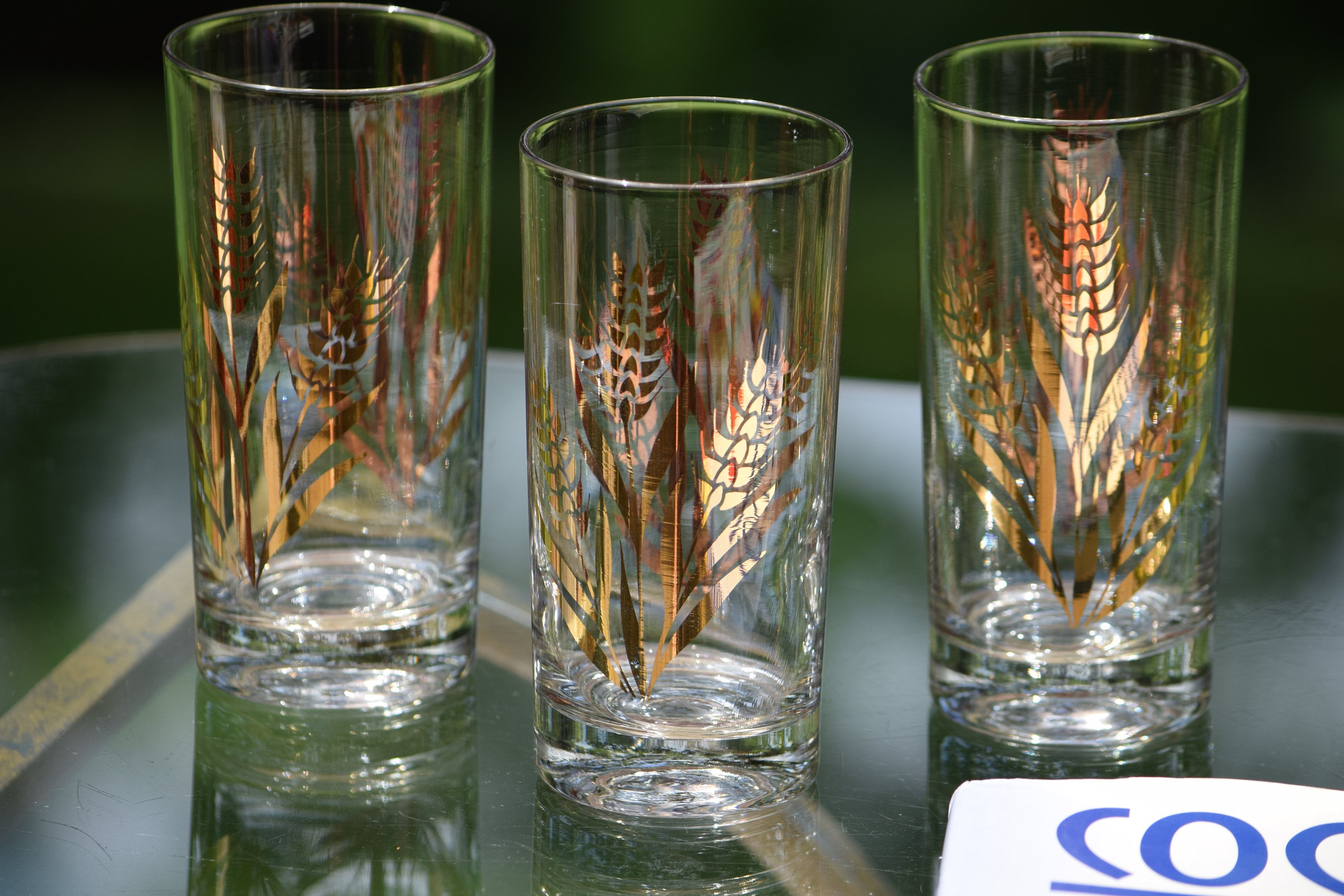 Vintage Gold Wheat Designs Cocktail - Highball Glasses, Set of 4 ...