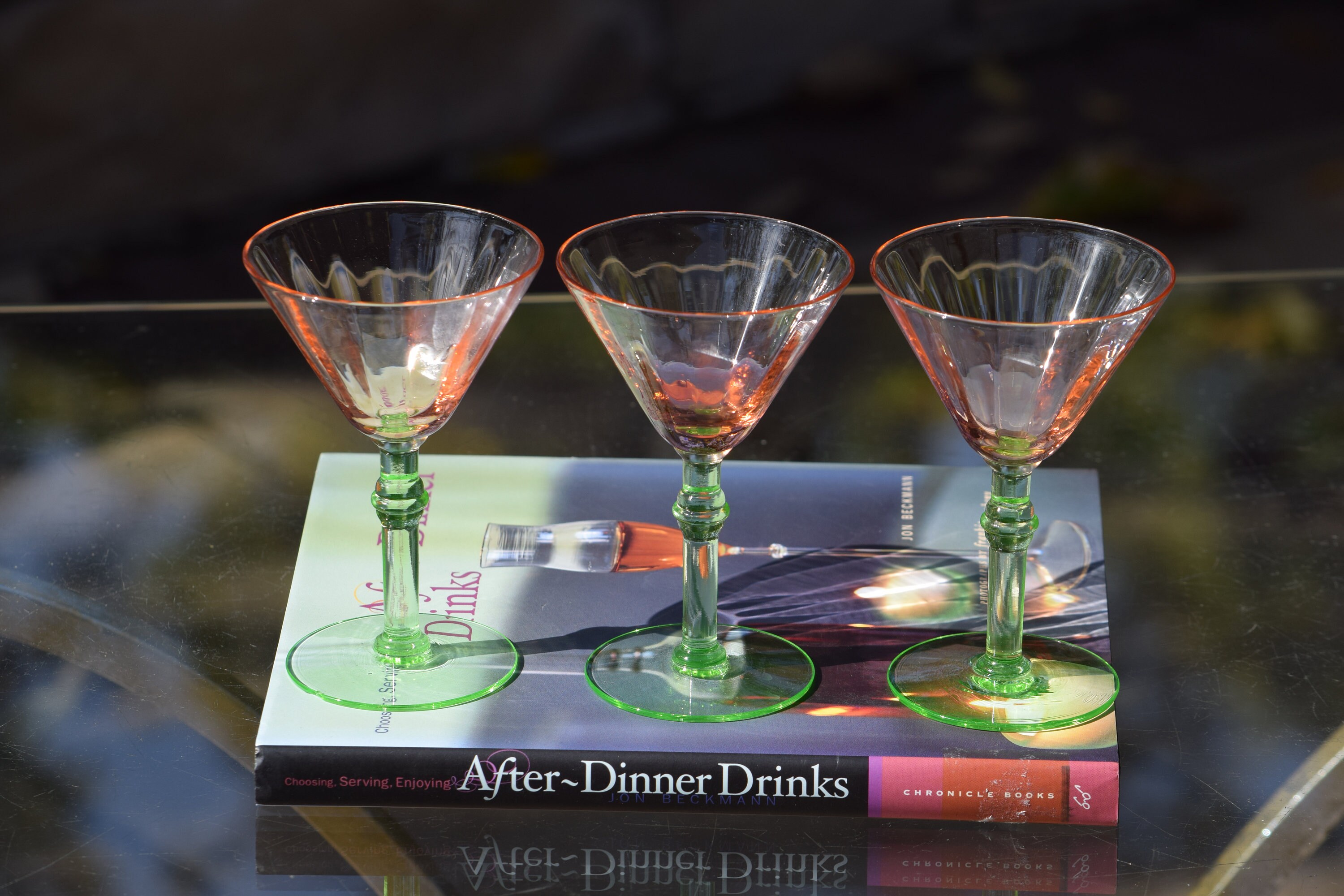 3 Vintage Optic Pink Green Watermelon Wine ~ Liqueur Cordials, Fry ...