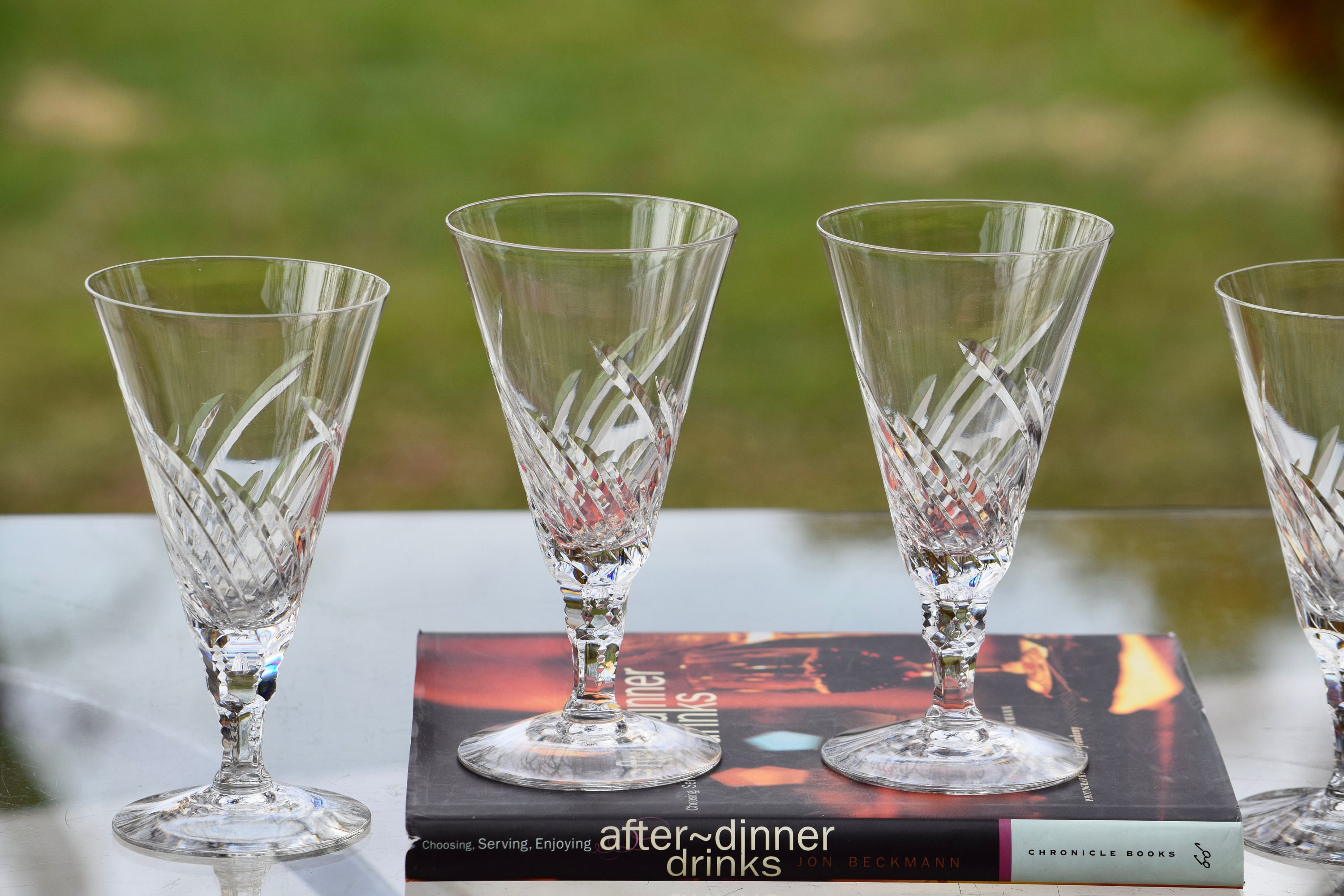 6 Vintage Etched CRYSTAL Wine Glasses, Seneca, 1954, Vintage Crystal 5 ...