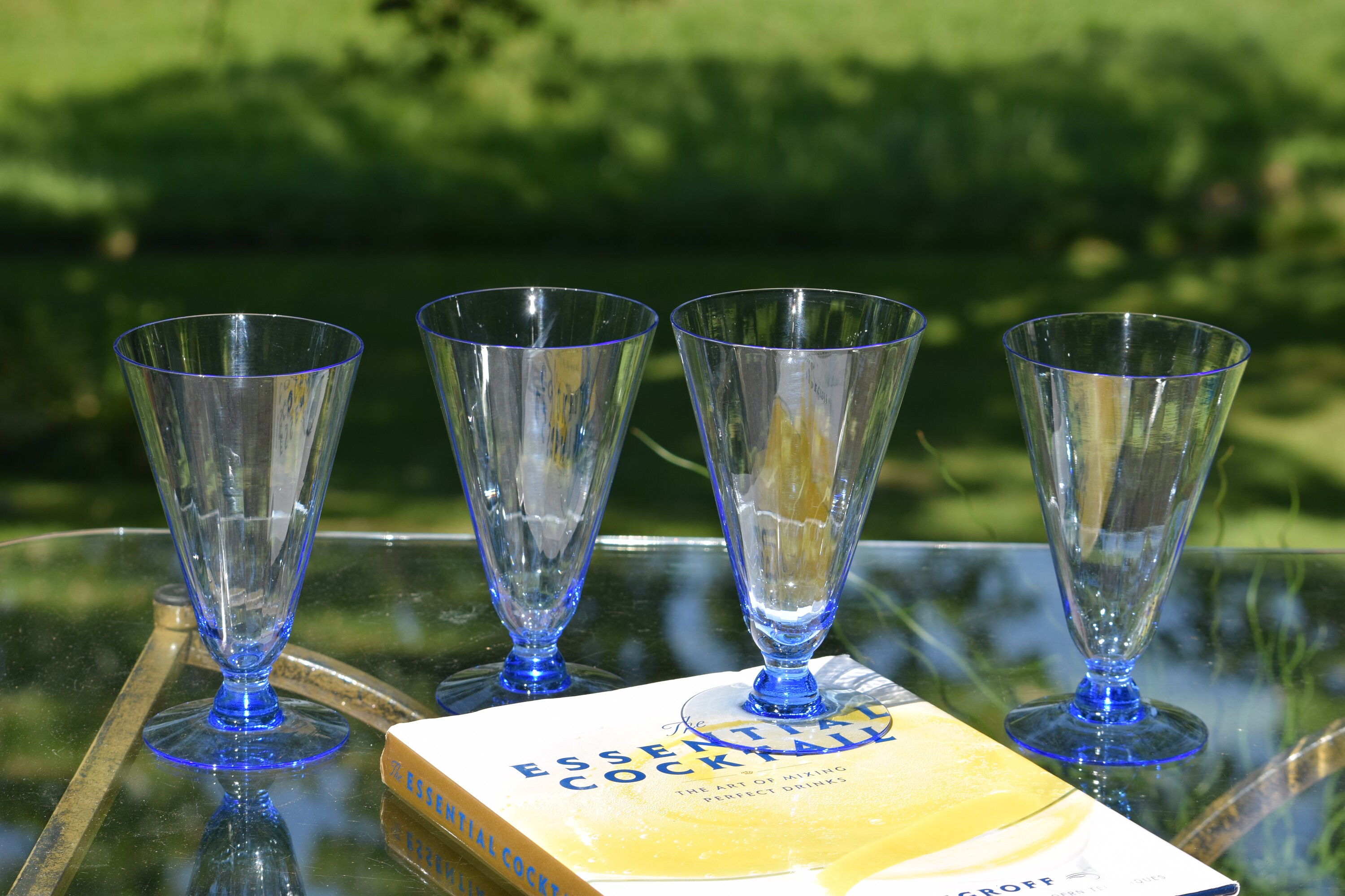 Vintage Blue Cocktail Glasses Set of 4, Cocktail Party Glasses, Vintage ...