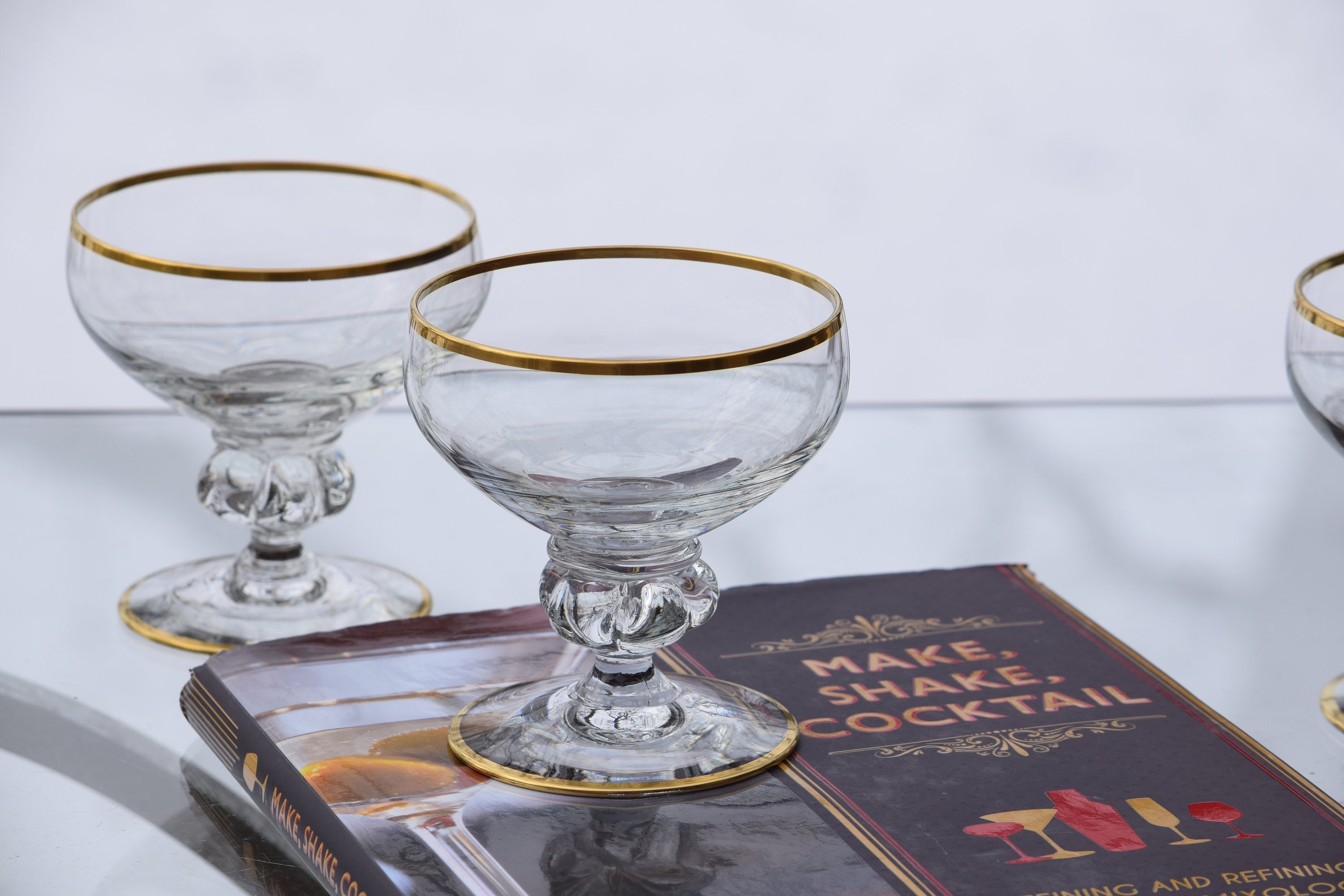 Vintage GOLD Rimmed Cocktail Glasses, Set of 4, Cocktail Party Glasses ...