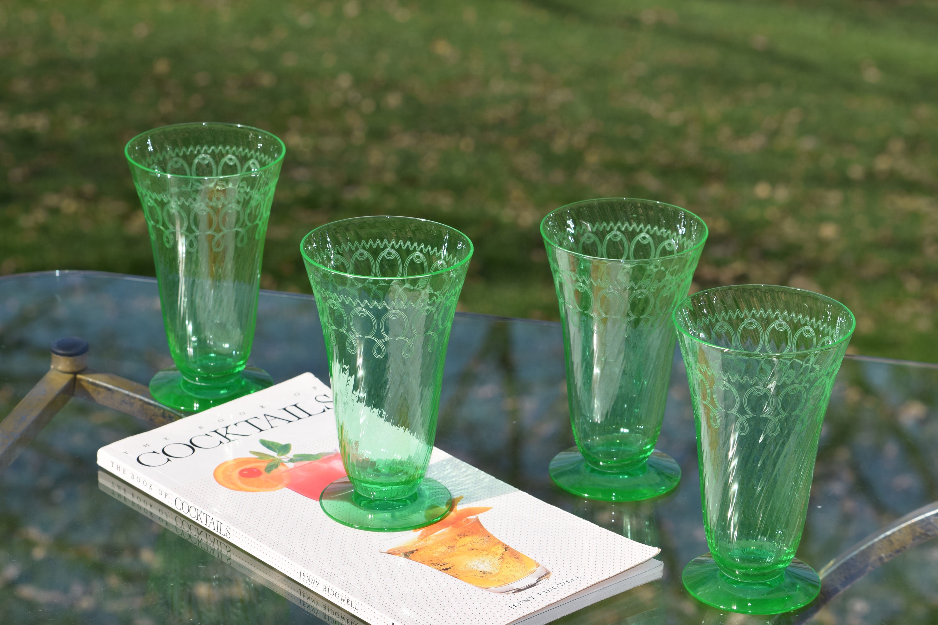 Vintage Needle Etched Cocktail Glasses, Set of 4, Mixologist Craft ...