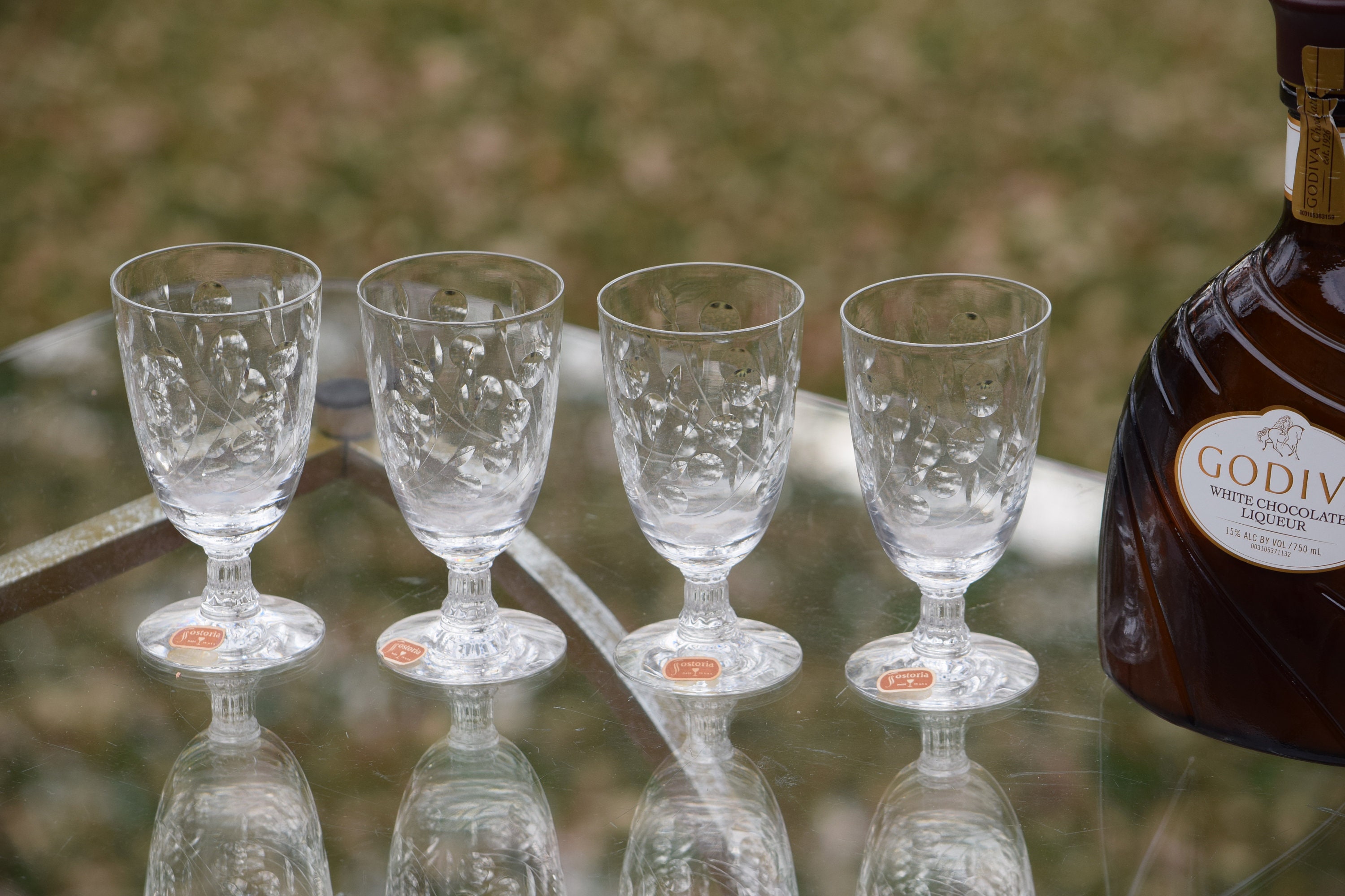 Vintage Etched Crystal Wine Glasses Set Of 4 Fostoria Circa 1950s
