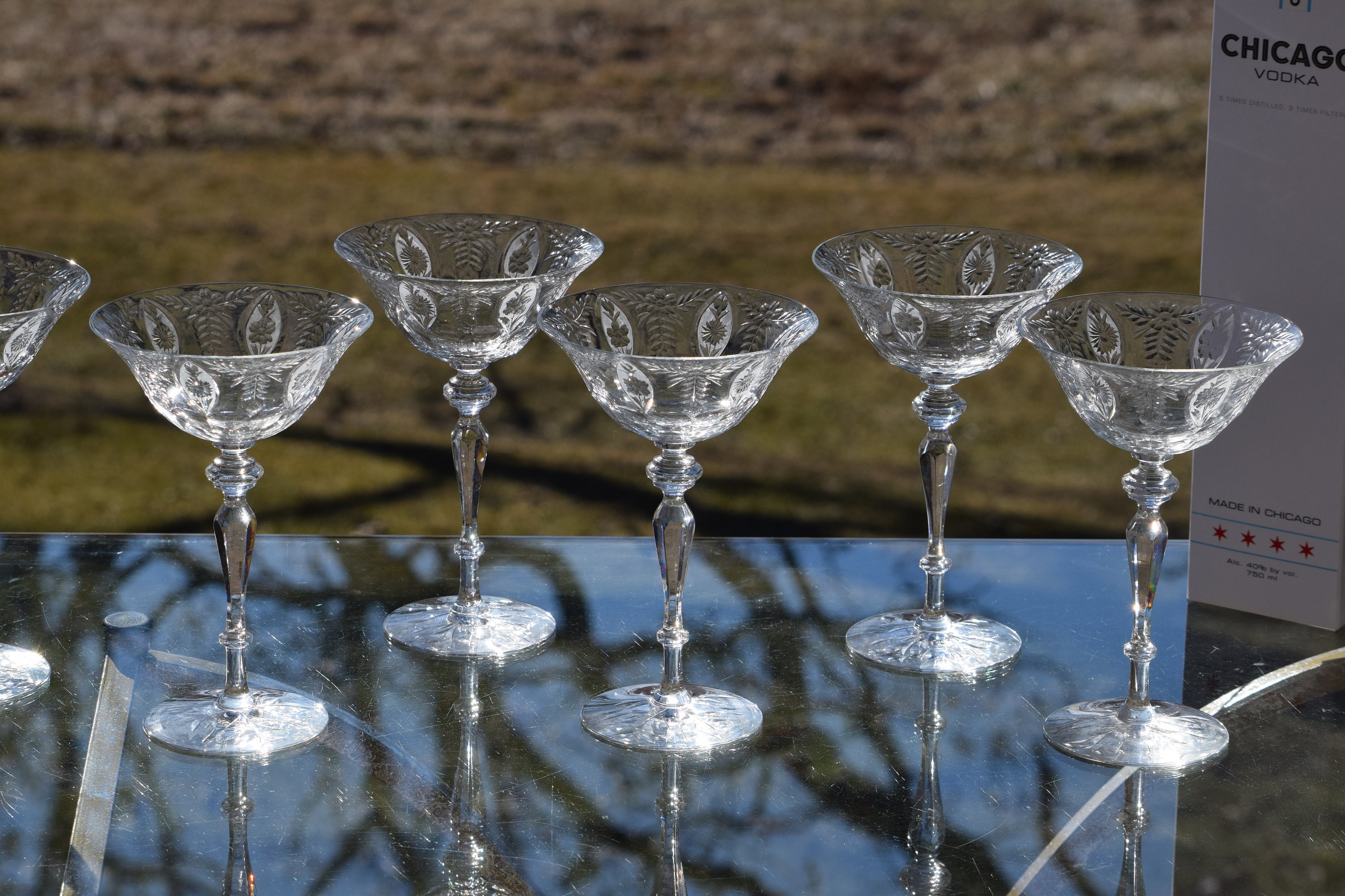 Vintage Etched Cocktail Glasses, Set of 6, 1940's, Tall Vintage Etched ... Vintage Etched Cocktail Glasses, Set of 6, 1940's, Tall Vintage Etched ...