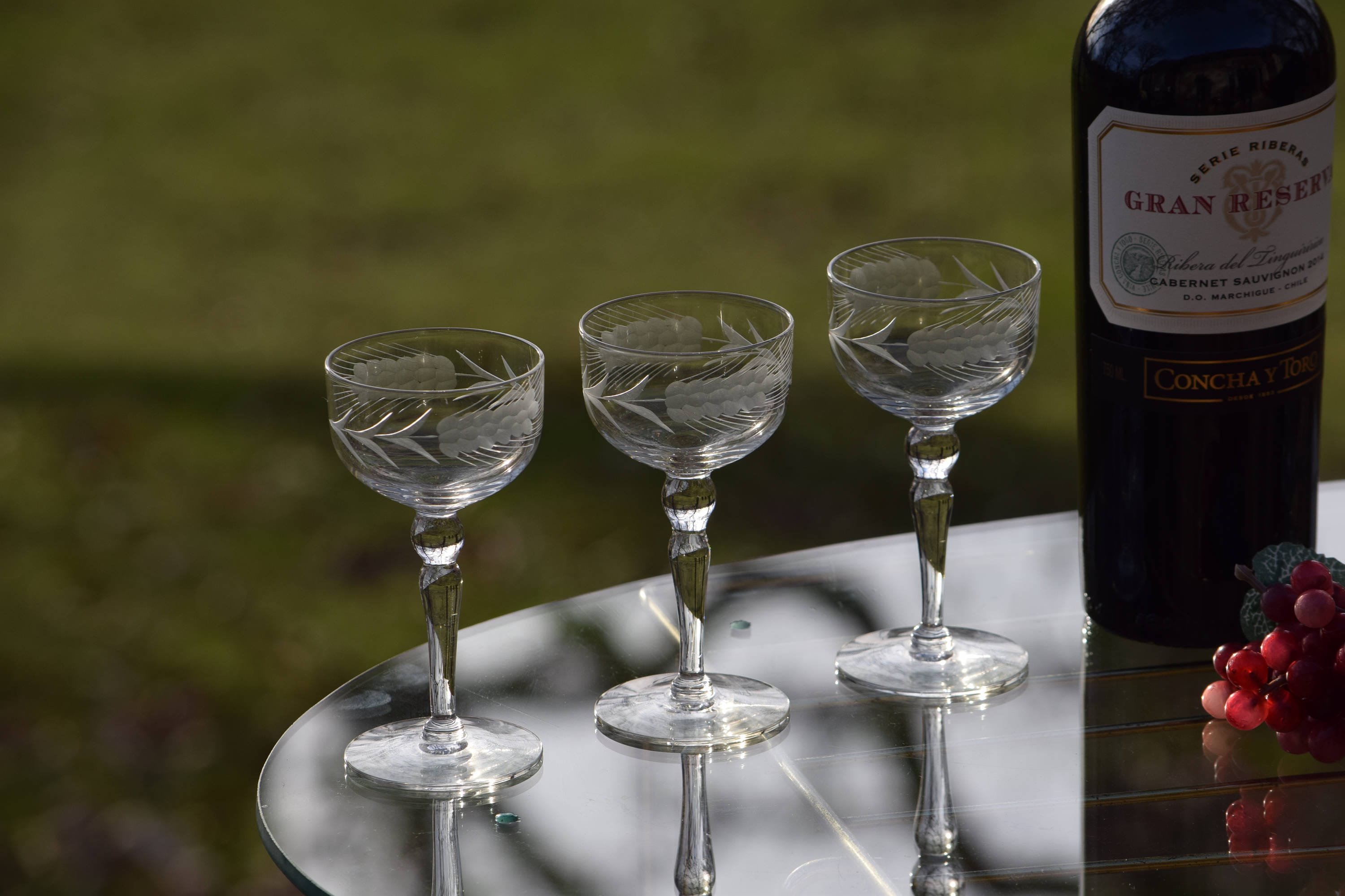 Vintage Etched Wine Glasses Set Of 6 Wheat Etched Small Cocktail Glasses Wine Tasting Party