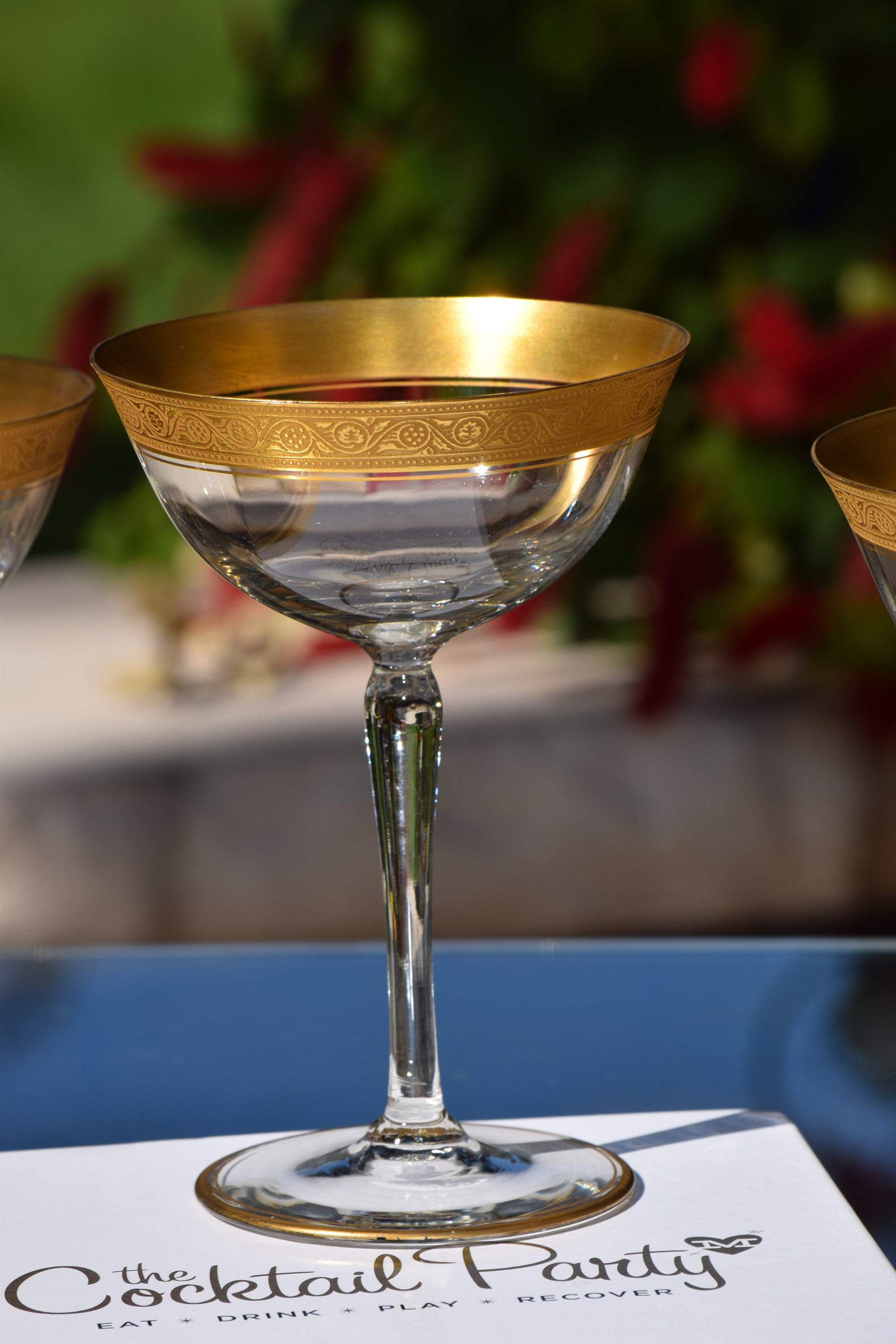 5 Vintage Gold Encrusted Cocktail - Martini Glasses, Tiffin Franciscan ...