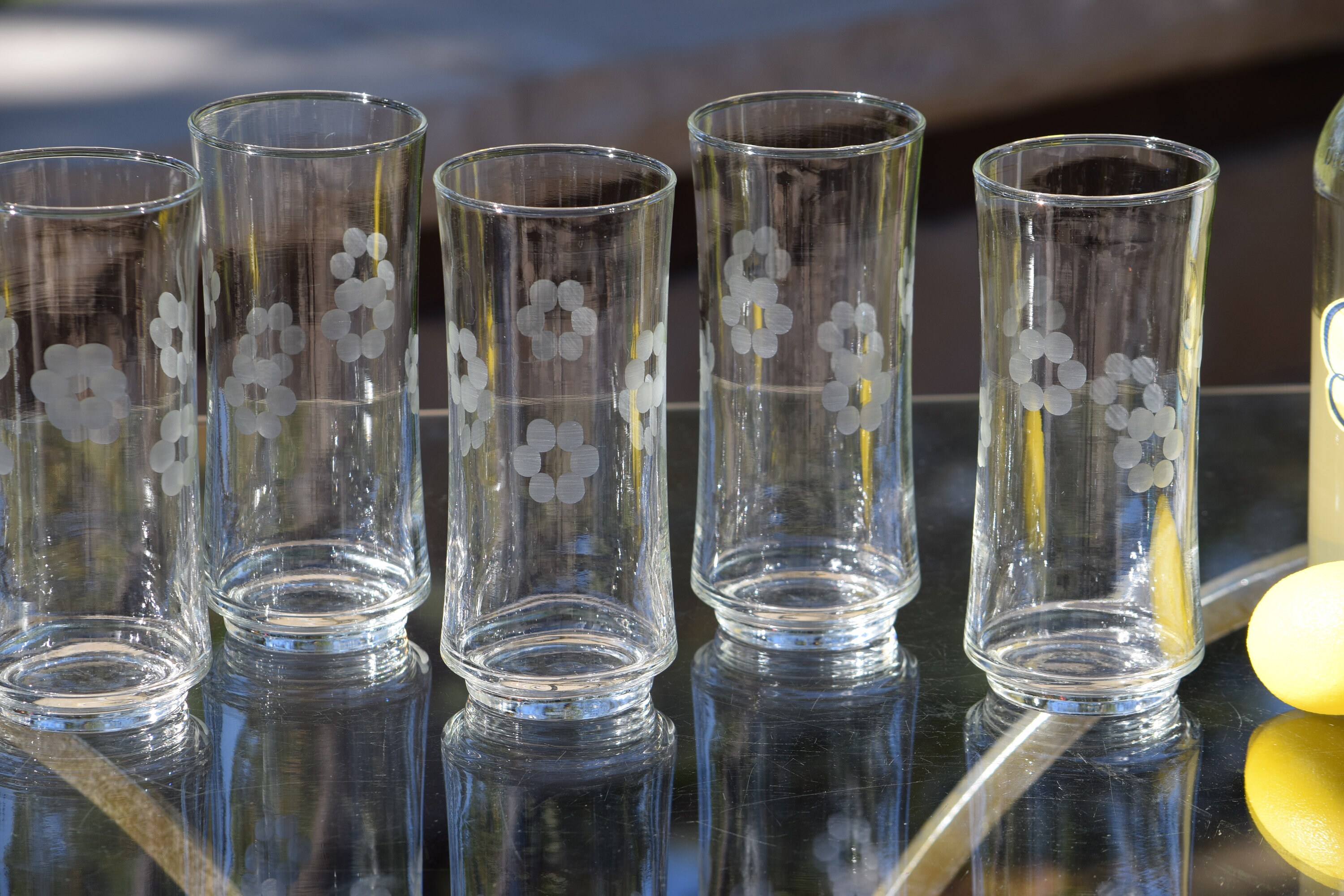 6 Vintage Etched COLLINS Cocktail Glasses, Libbey, Cocktail Party ...