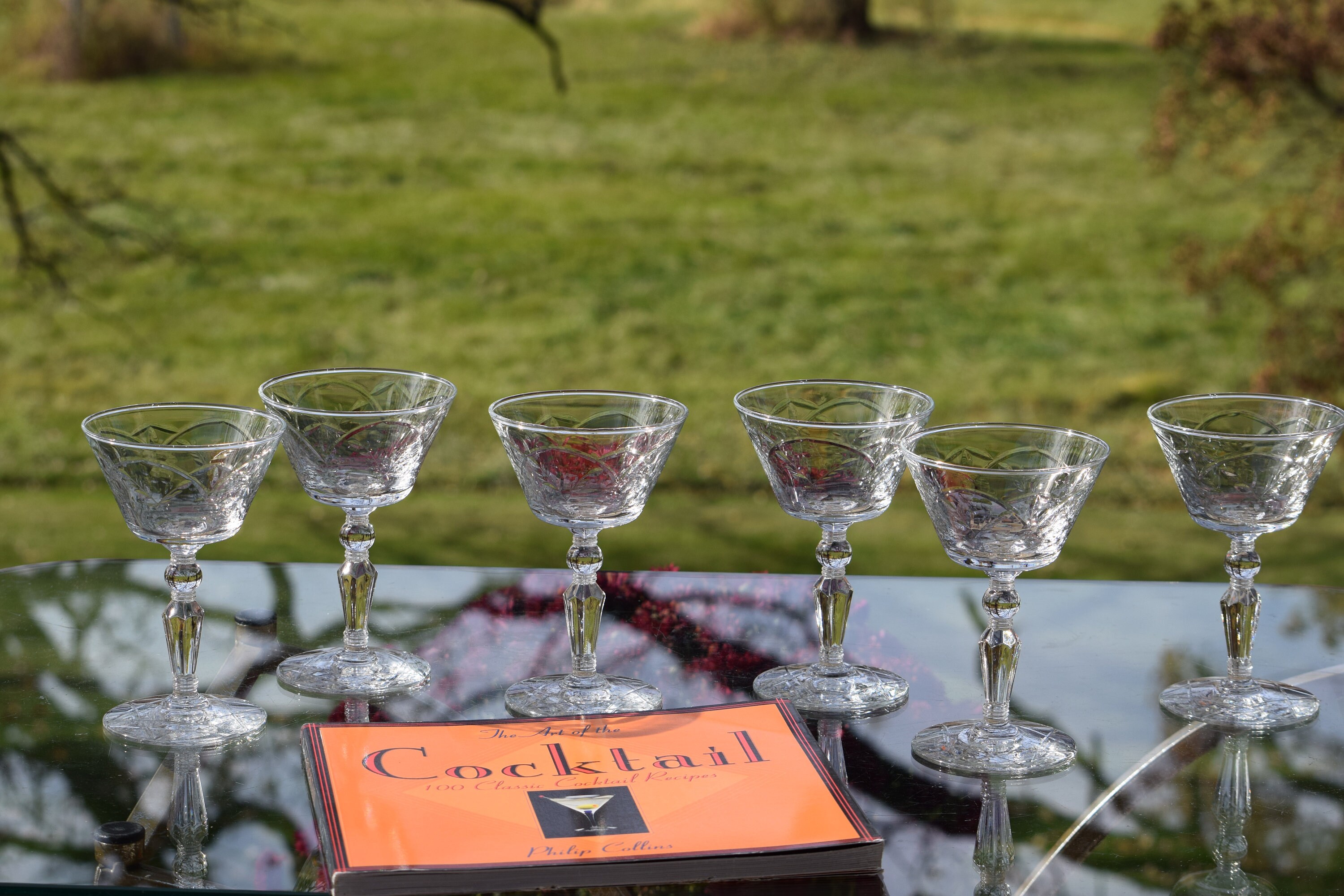 Vintage Etched Cocktail Glasses Set of 6, Cocktail Party Glasses ...