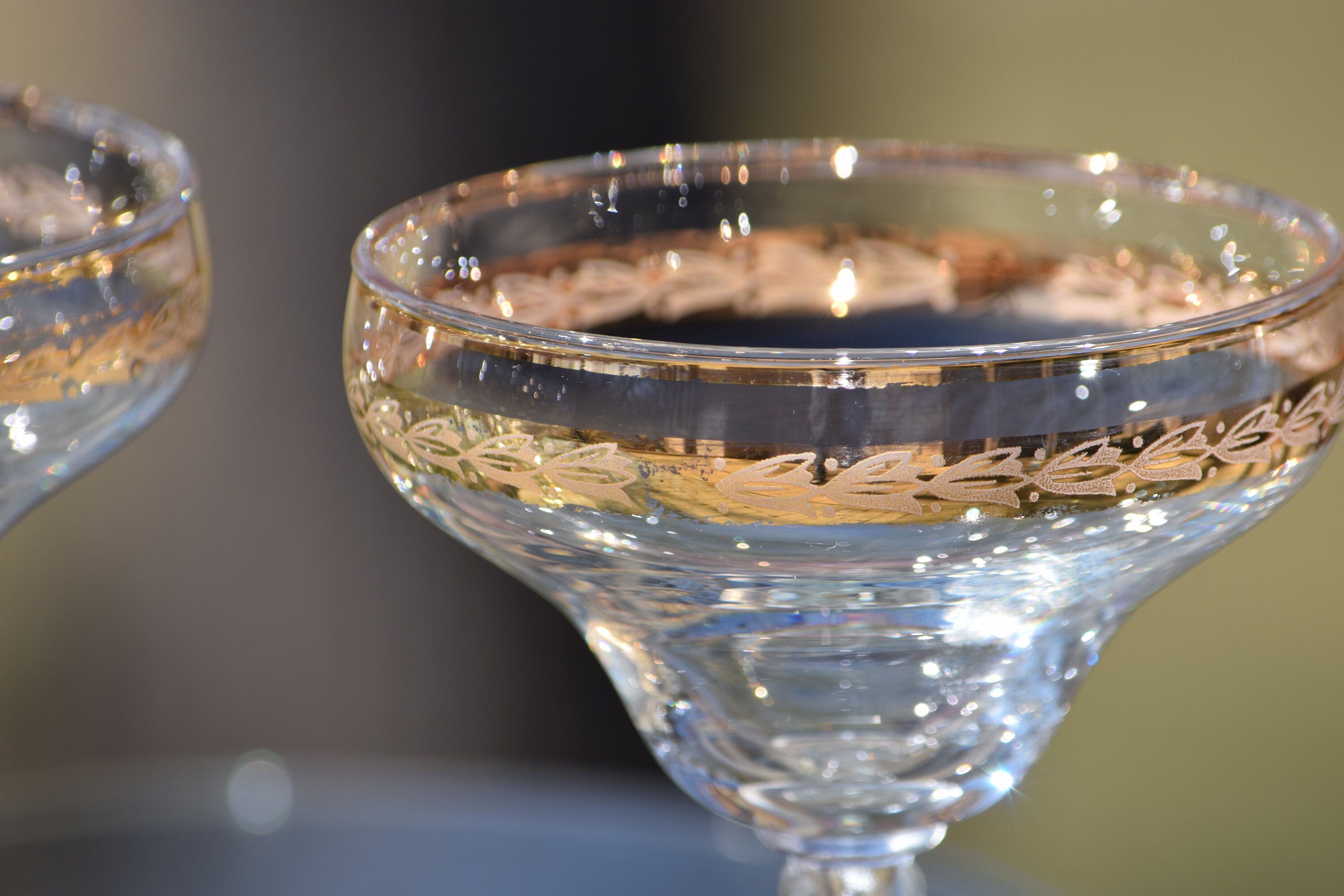 Vintage GOLD Rimmed Cocktail Glasses, Set of 7, Cocktail Party Glasses ...