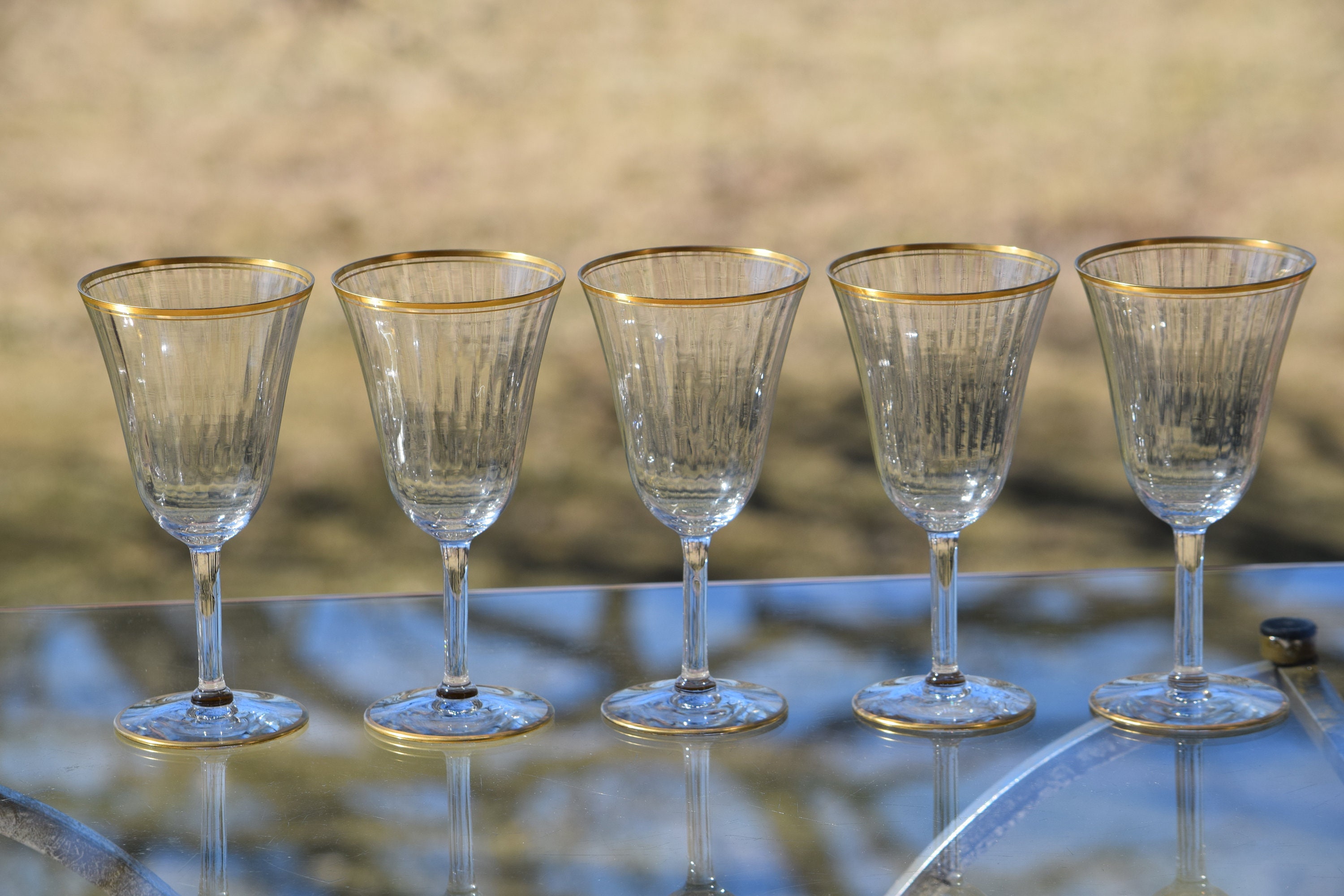 Vintage Gold Rimmed Wine Glasses Set Of 5 Vintage Gold Rimmed Water Goblets Wedding Ts
