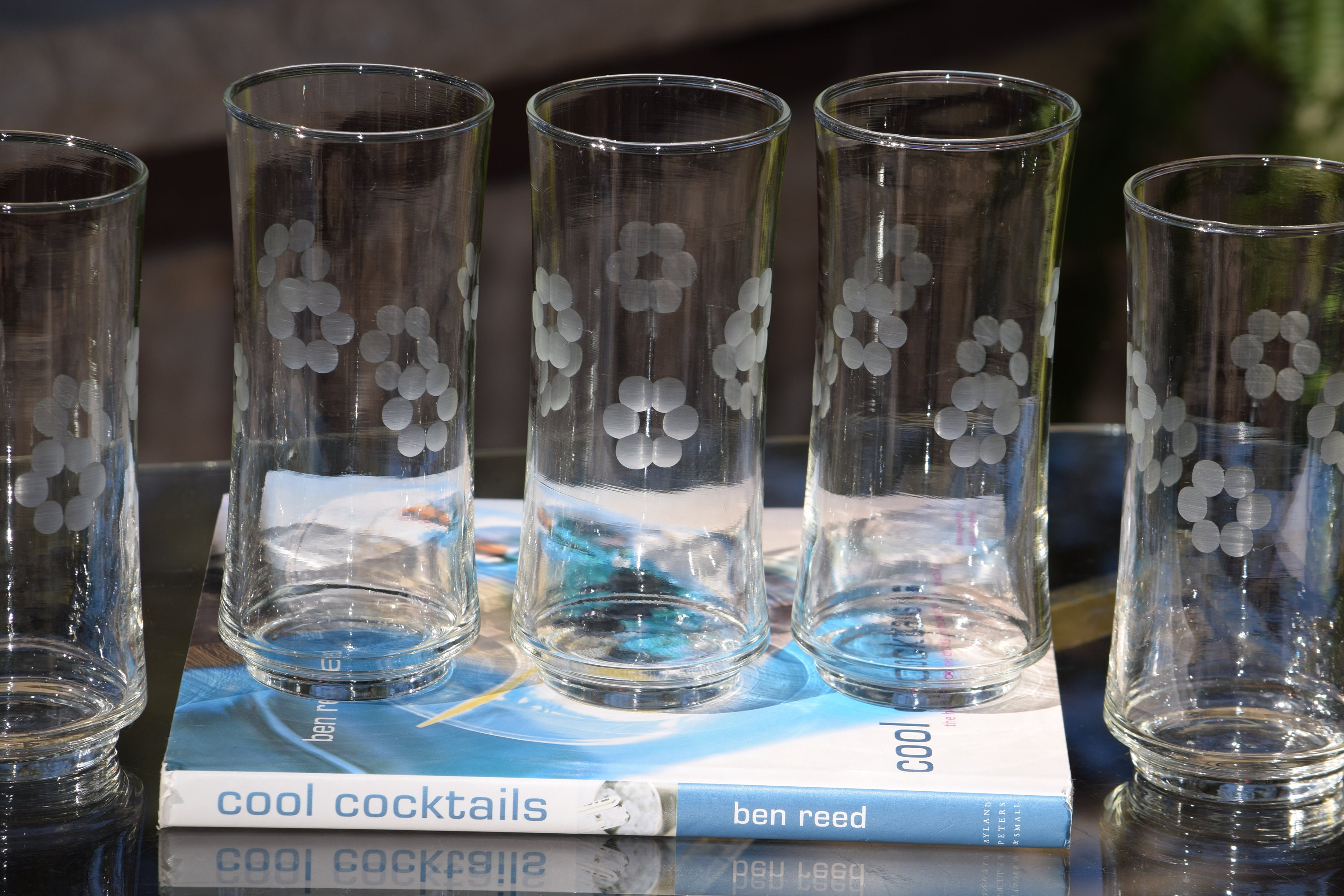 6 Vintage Etched COLLINS Cocktail Glasses, Libbey, Cocktail Party ...