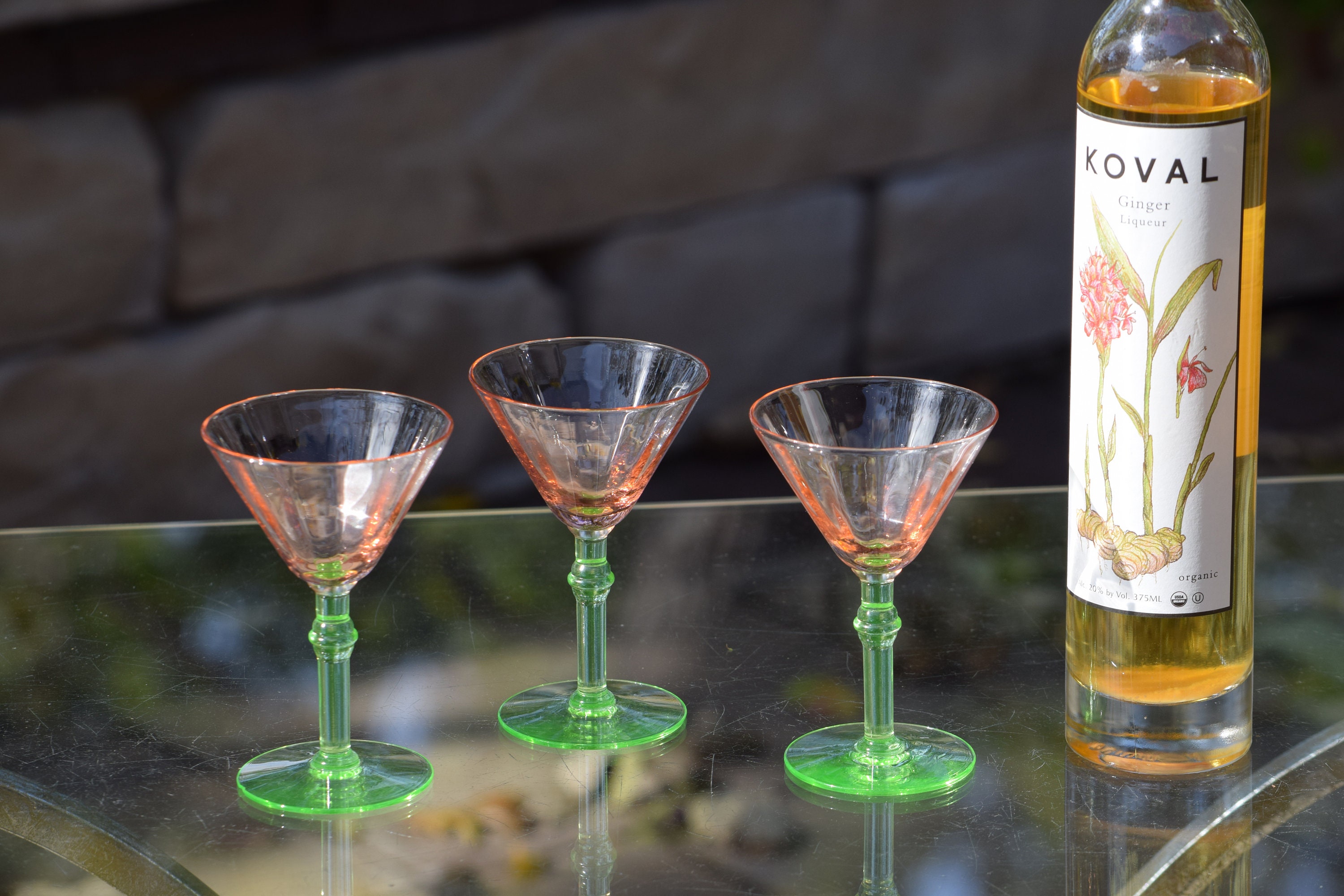 3 Vintage Optic Pink Green Watermelon Wine ~ Liqueur Cordials, Fry ...