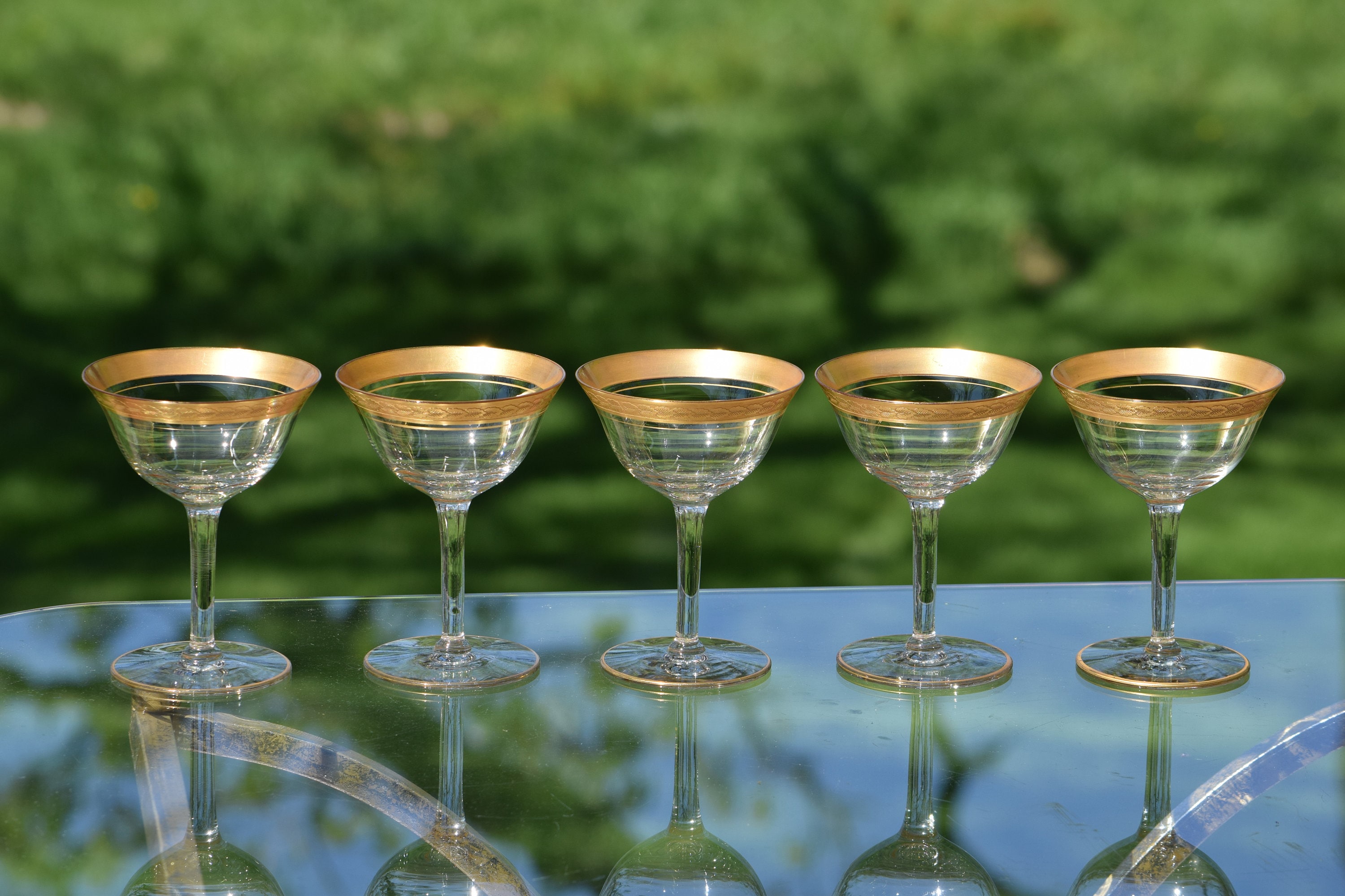 Vintage Gold Rimmed Encrusted Cocktail - Martini Glasses , Set of 5 ... Vintage Gold Rimmed Encrusted Cocktail - Martini Glasses , Set of 5 ...