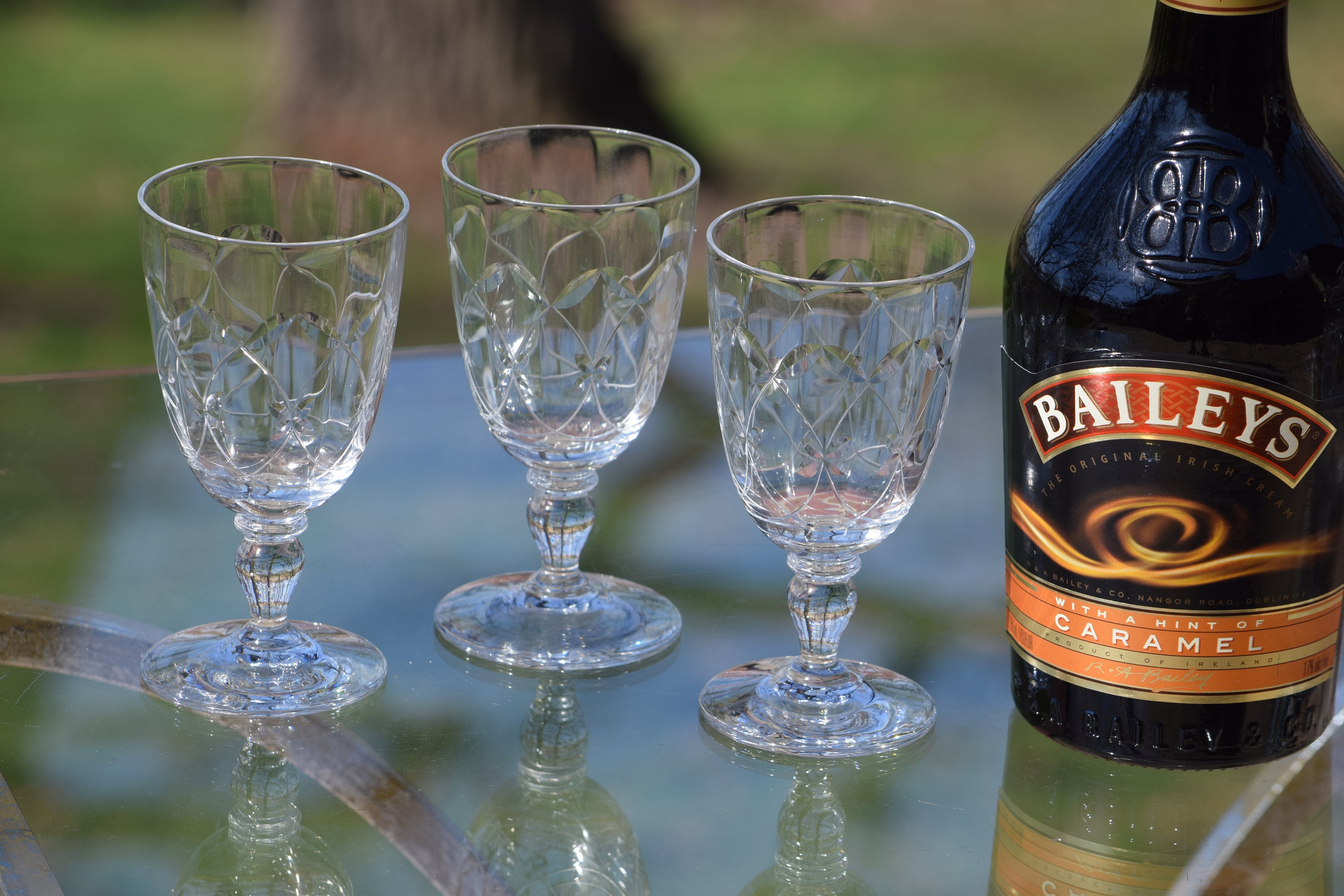 Vintage Etched Crystal Wine glasses, Set of 3, Bryce, Flora, 6 oz After ...