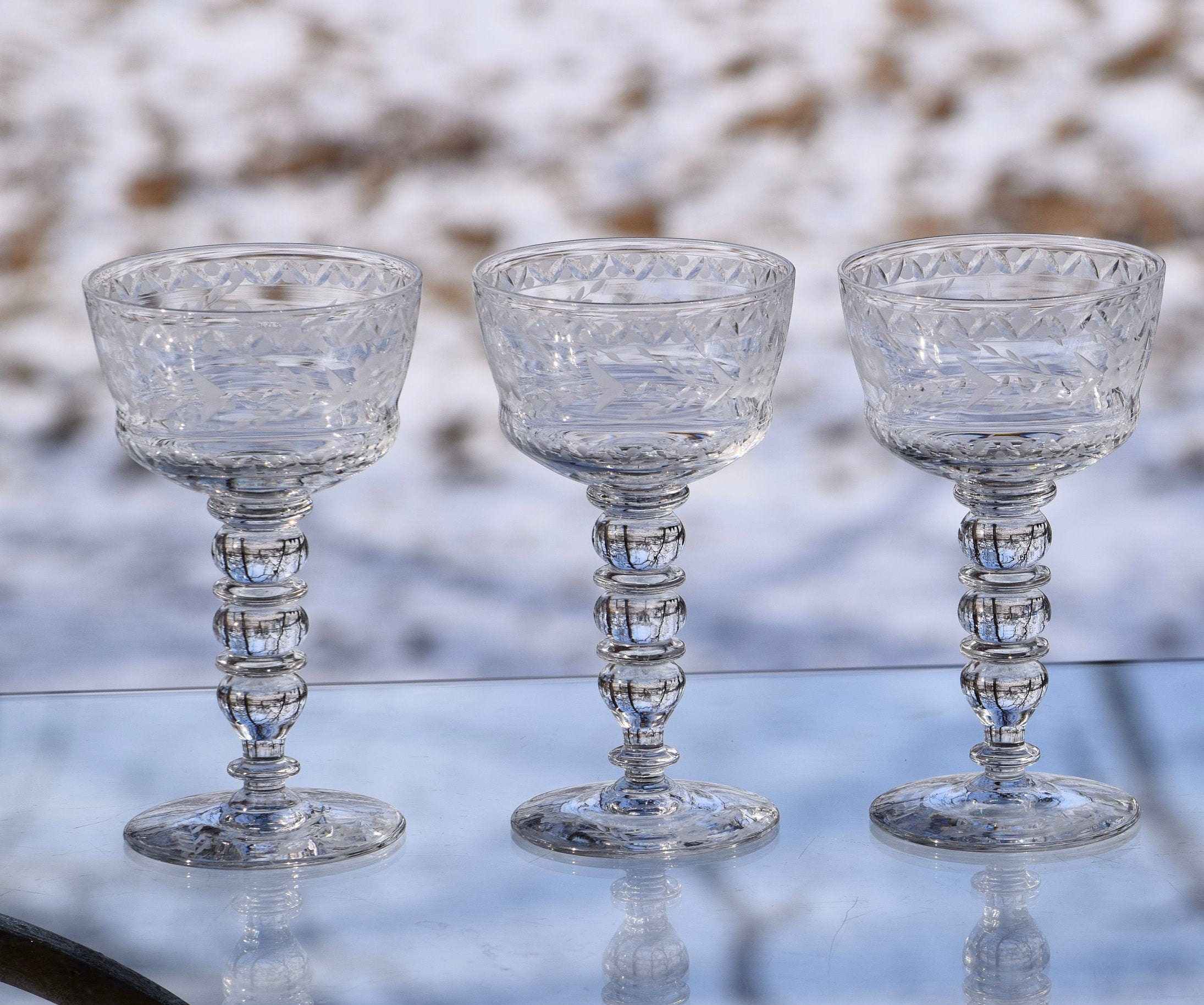 Vintage CRYSTAL Cocktail glasses, Set of 3, Bryce, circa 1940's ...