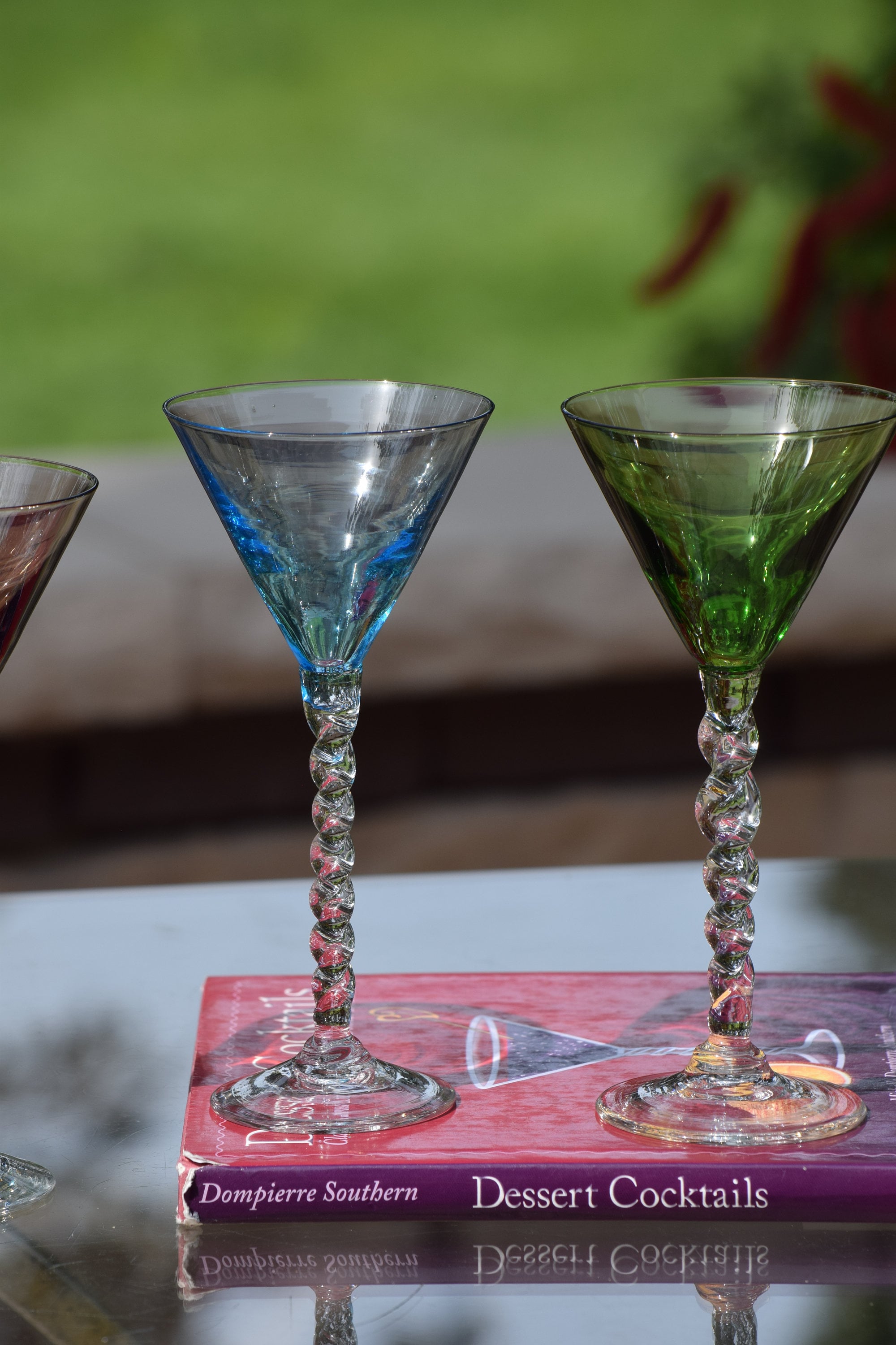 4 Vintage Multi Colored twisted clear stem Liqueur - Wine Cordials ...