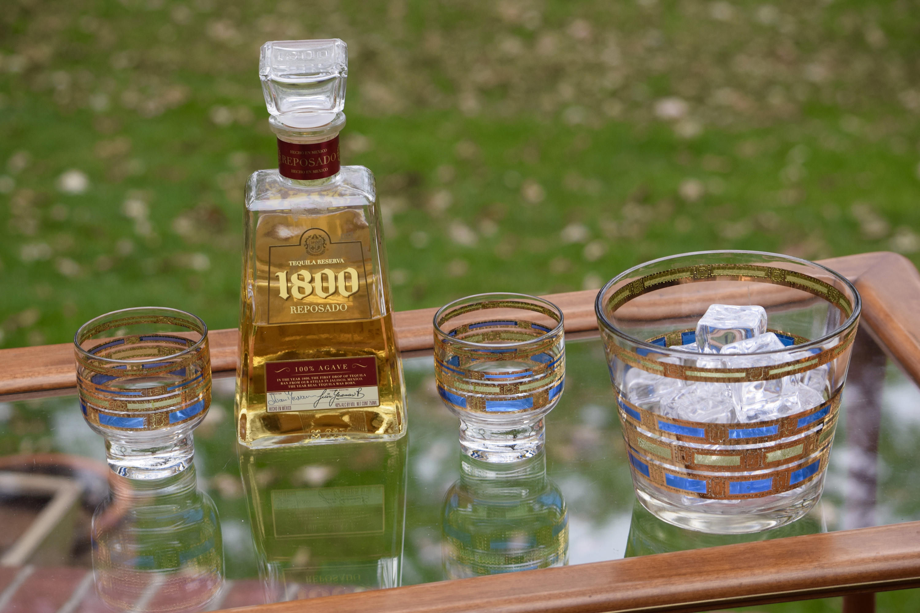 Vintage CULVER Footed Rocks Glasses with Ice Bucket, Mad Men Barware ...