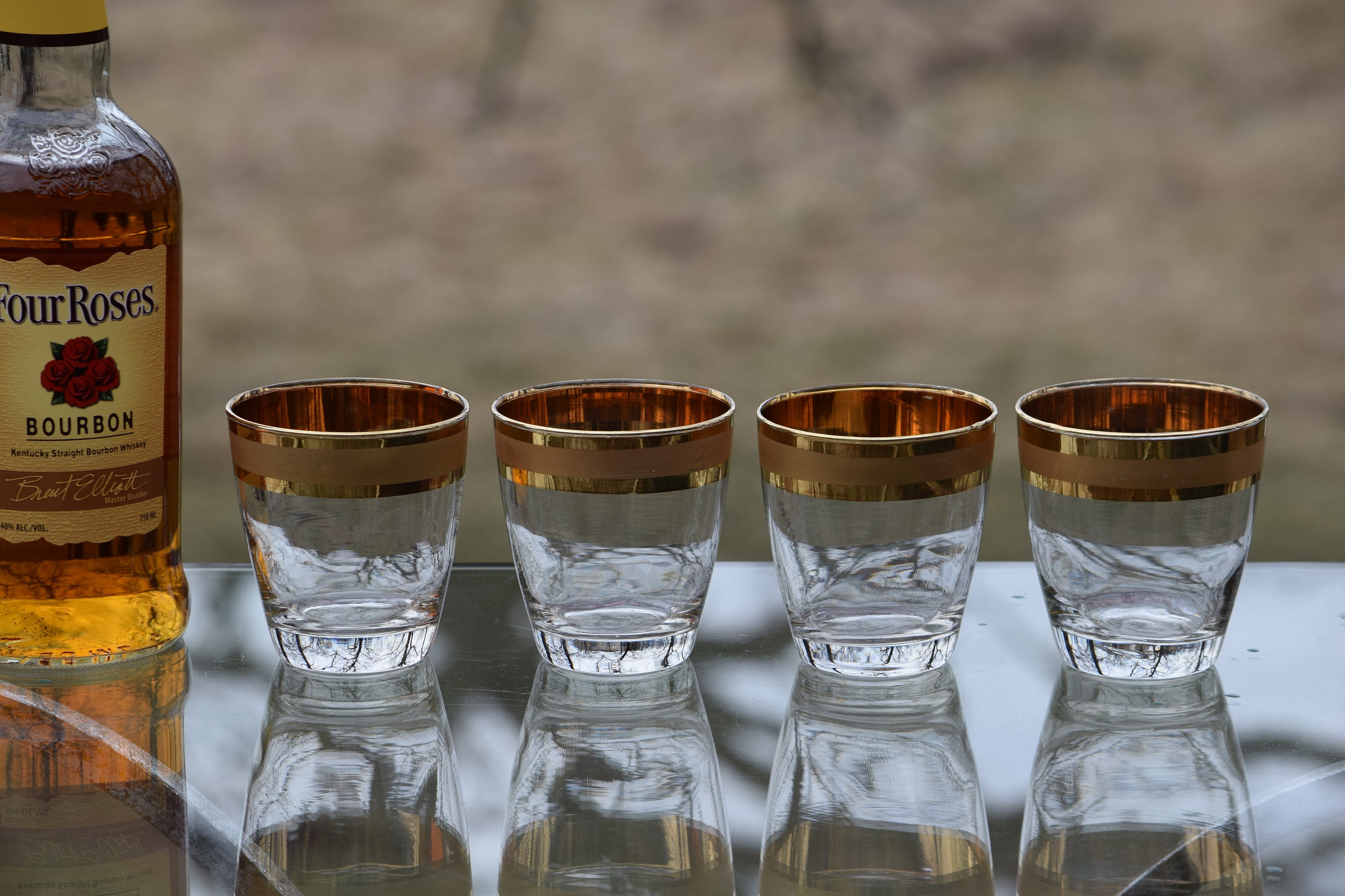 Vintage Gold Banded Rocks Glasses, Set of 5, Vintage Lowball Glasses ...