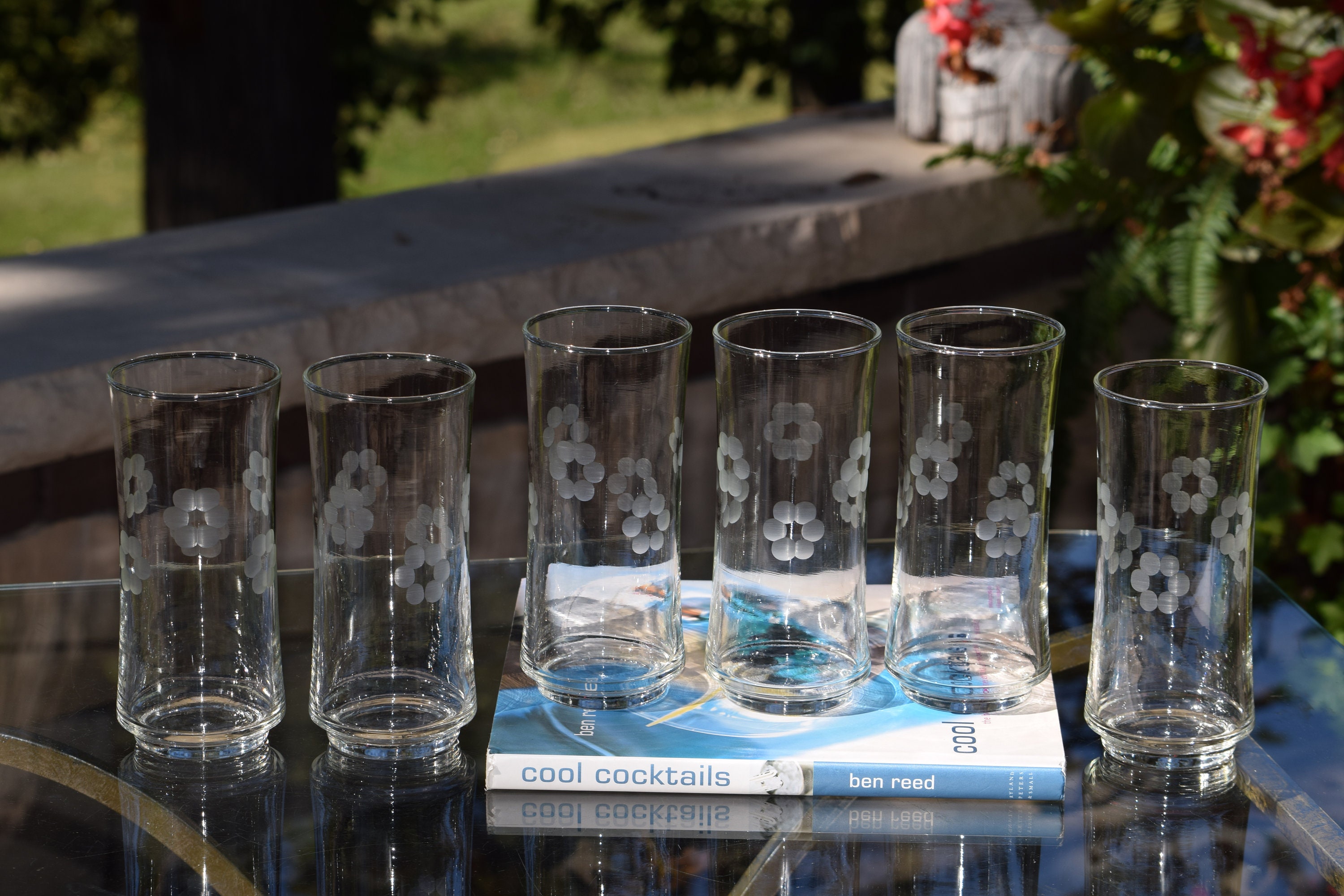 6 Vintage Etched COLLINS Cocktail Glasses, Libbey, Cocktail Party ...