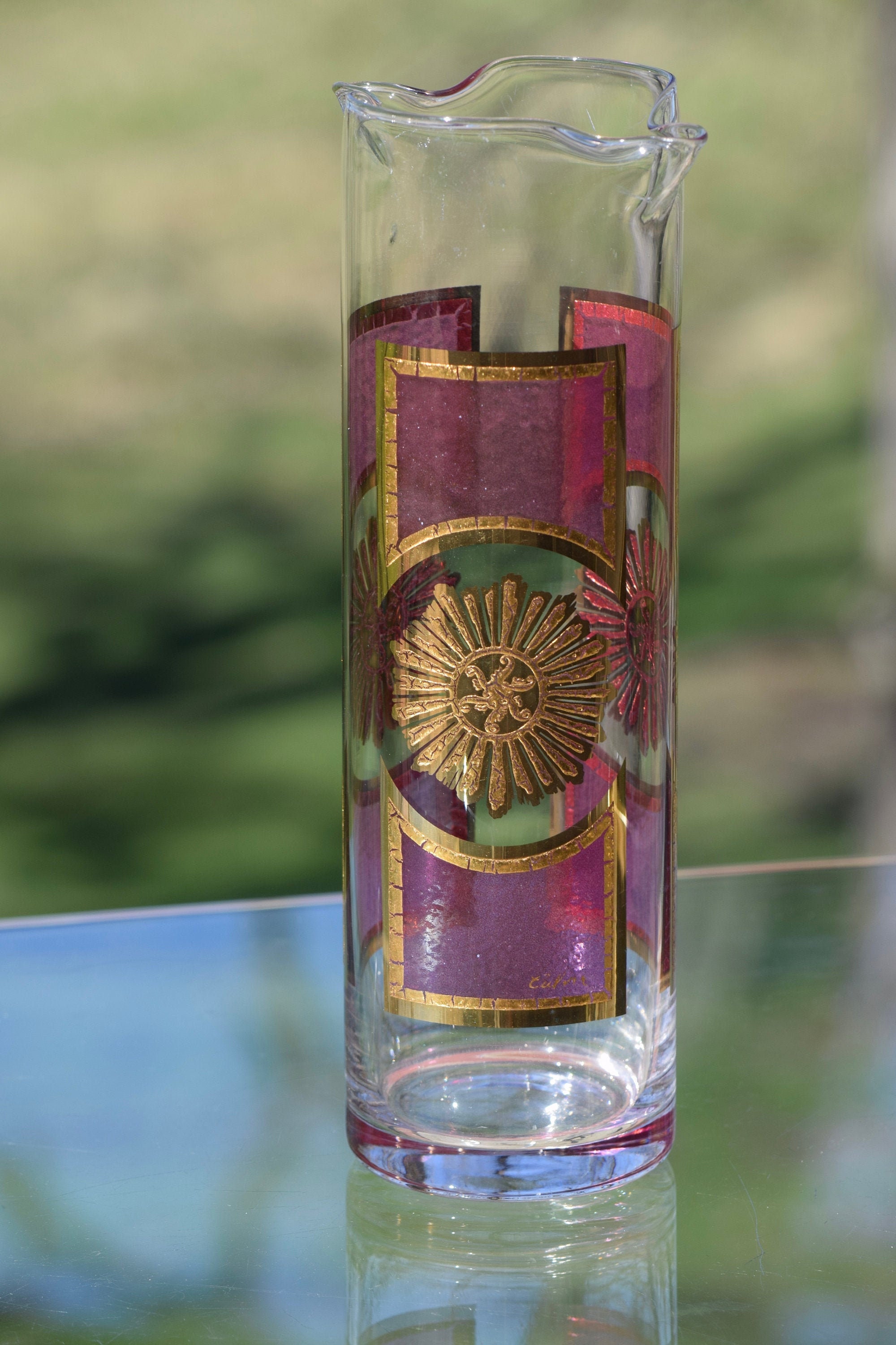 Vintage CULVER 22k Gold Cranberry Cocktail Pitcher, circa 1940's ...