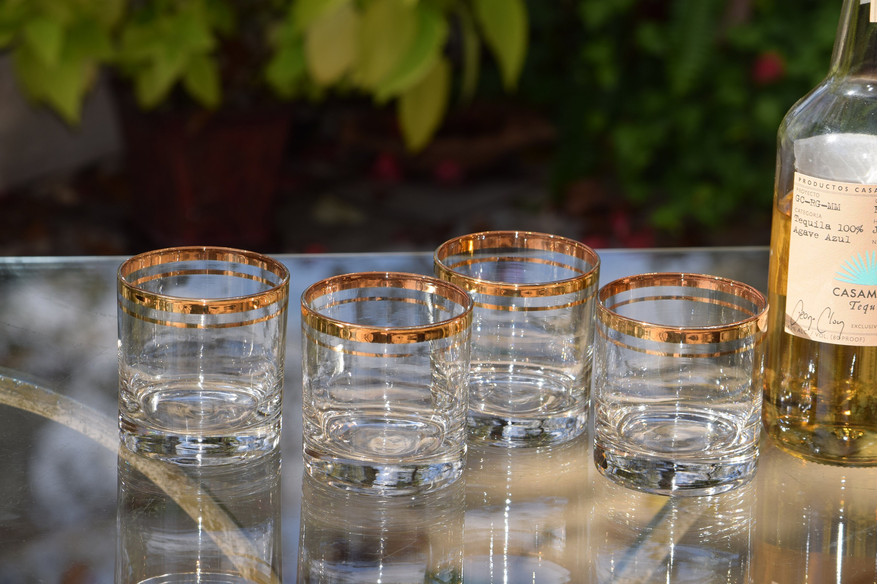 4 Vintage Gold Rimmed Cocktail - Rocks Glasses, Whiskey ~ Bourbon ...