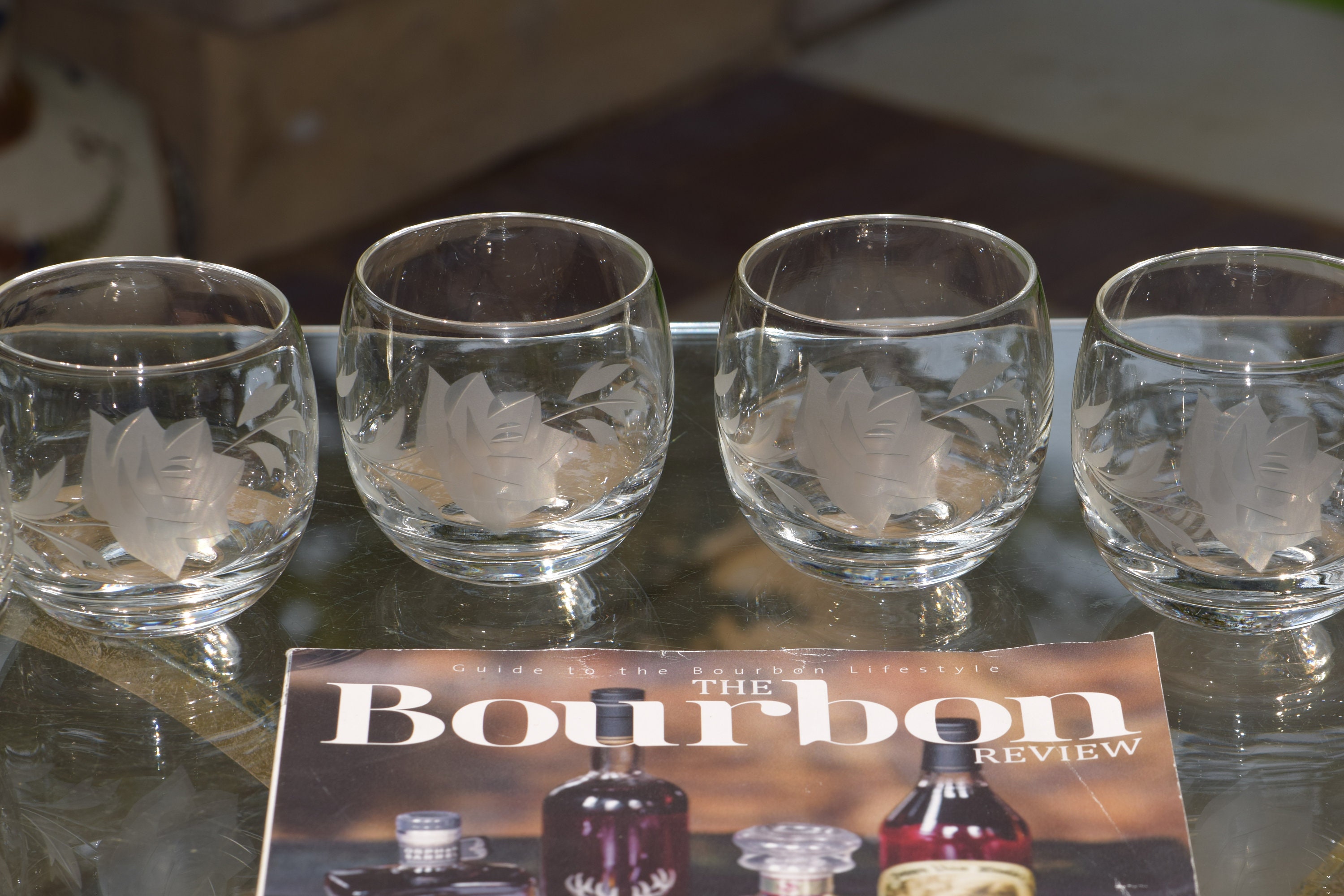 6 Vintage Etched Roly Poly Glasses, Vintage Whiskey, Bourbon, Scotch ...