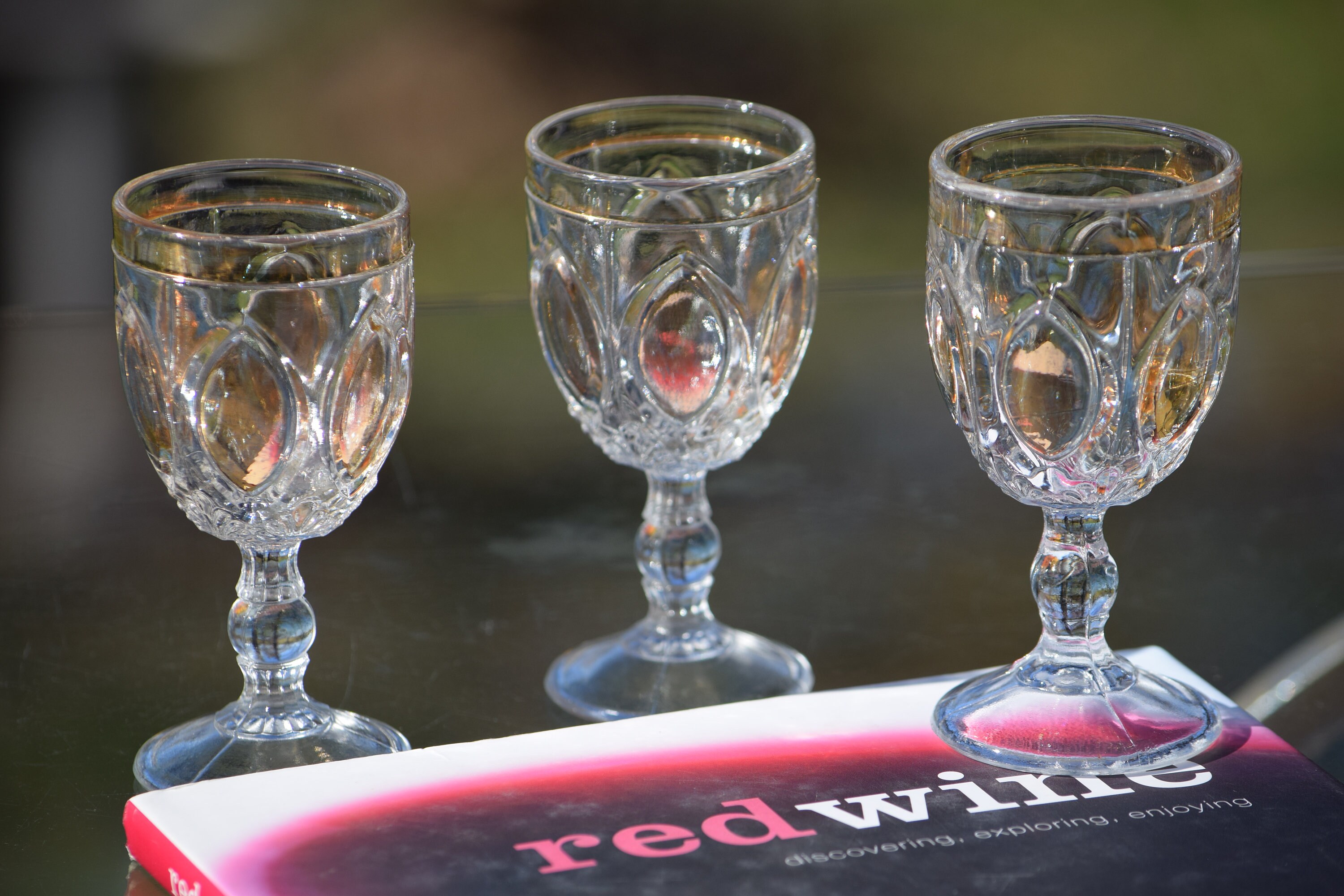 Vintage Pressed Glass Port Wine Liqueur Cordial Glasses Set Of 4 C