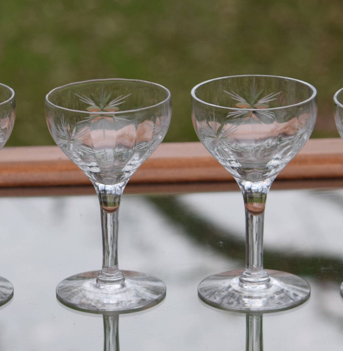 RESERVED NINA - Vintage Etched Cordial Wine Glasses, Set of 6, After ... RESERVED NINA - Vintage Etched Cordial Wine Glasses, Set of 6, After ...