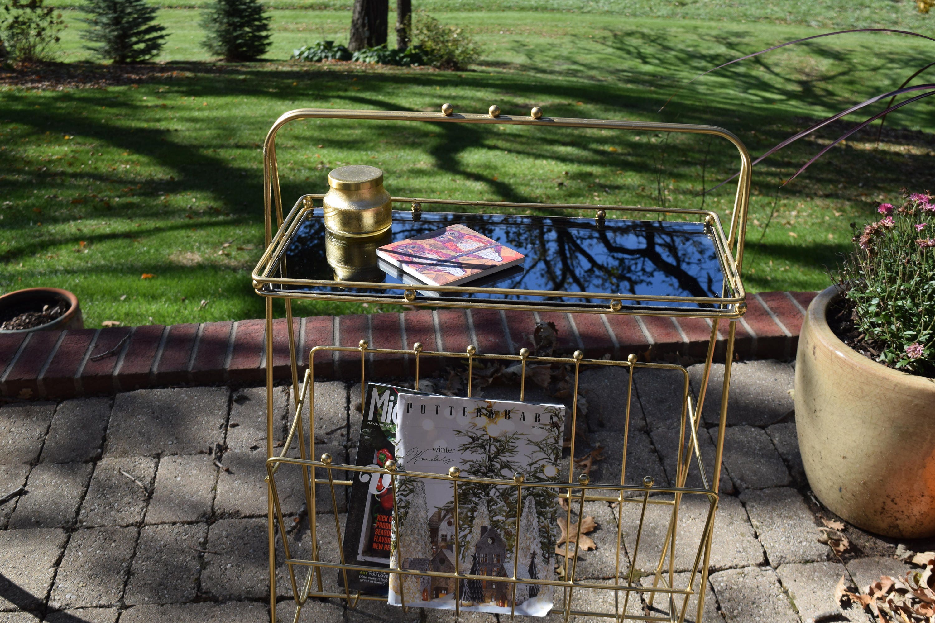 Vintage Metal Record Stand - Vintage Metal Magazine Rack - Unique Metal ...