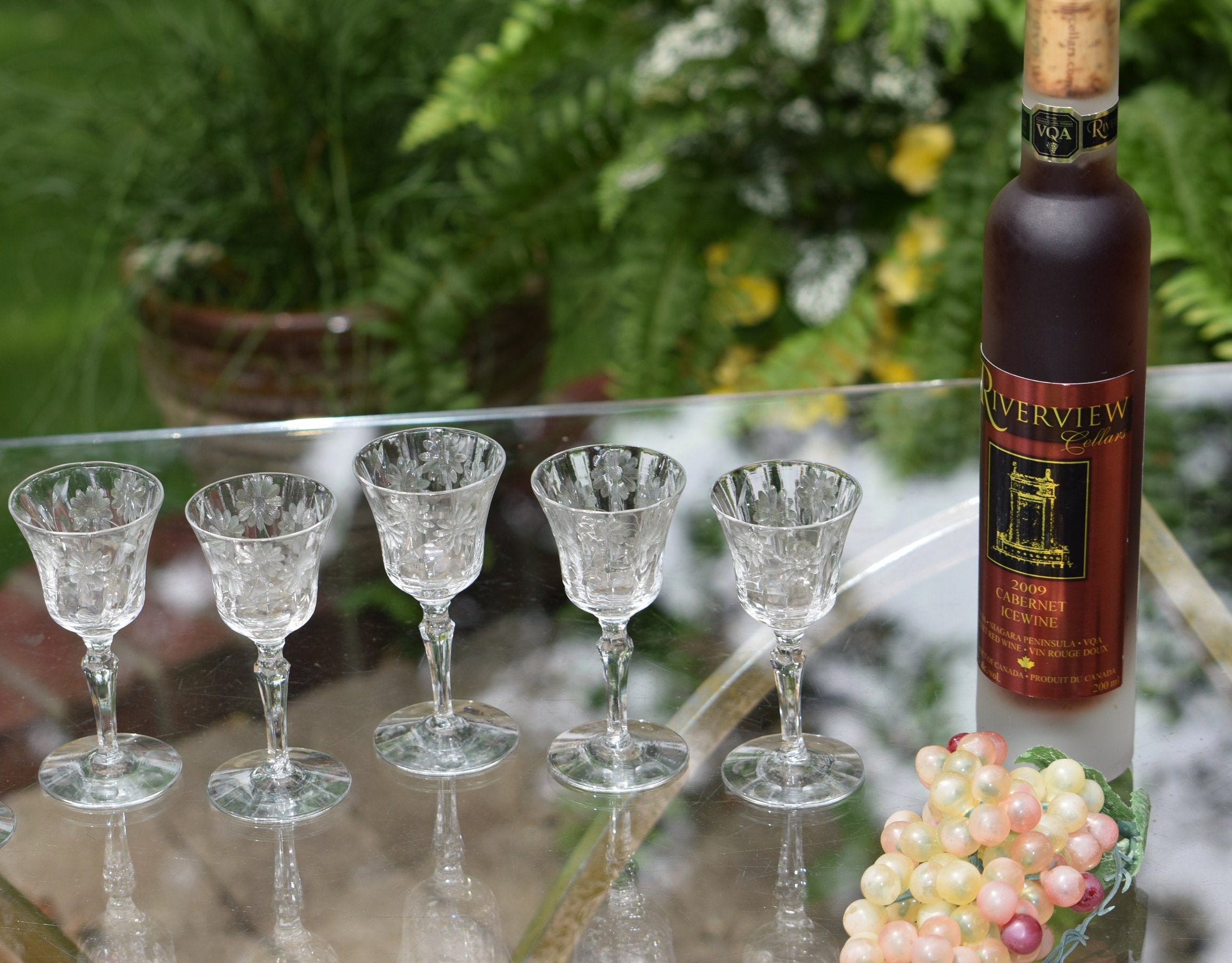 Vintage Etched Wine ~ Liquor Cordials, Set of 5, Vintage After Dinner ...