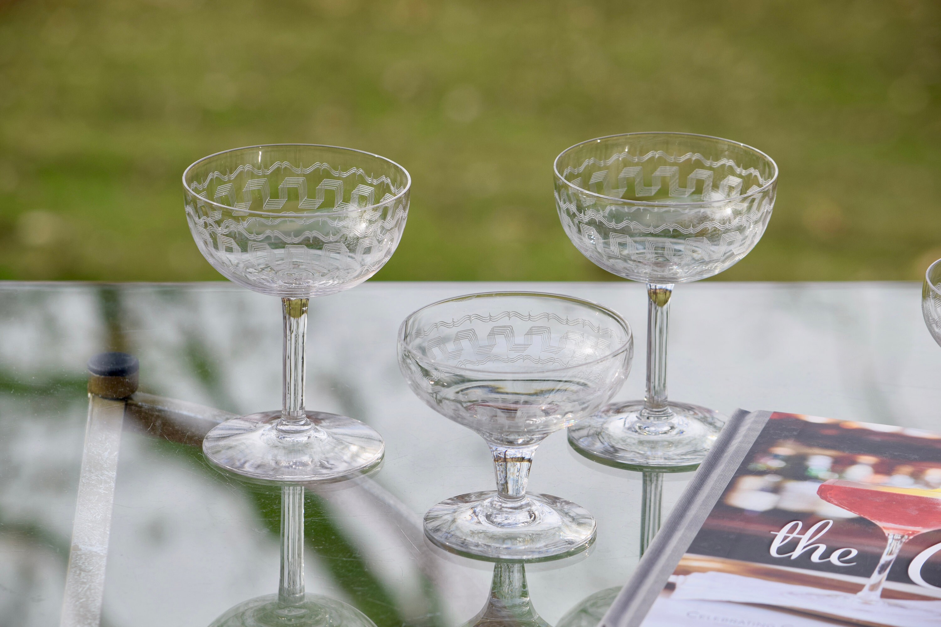 Vintage Needle Etched CRYSTAL Cocktail Glasses, Set of 6, Fostoria ...