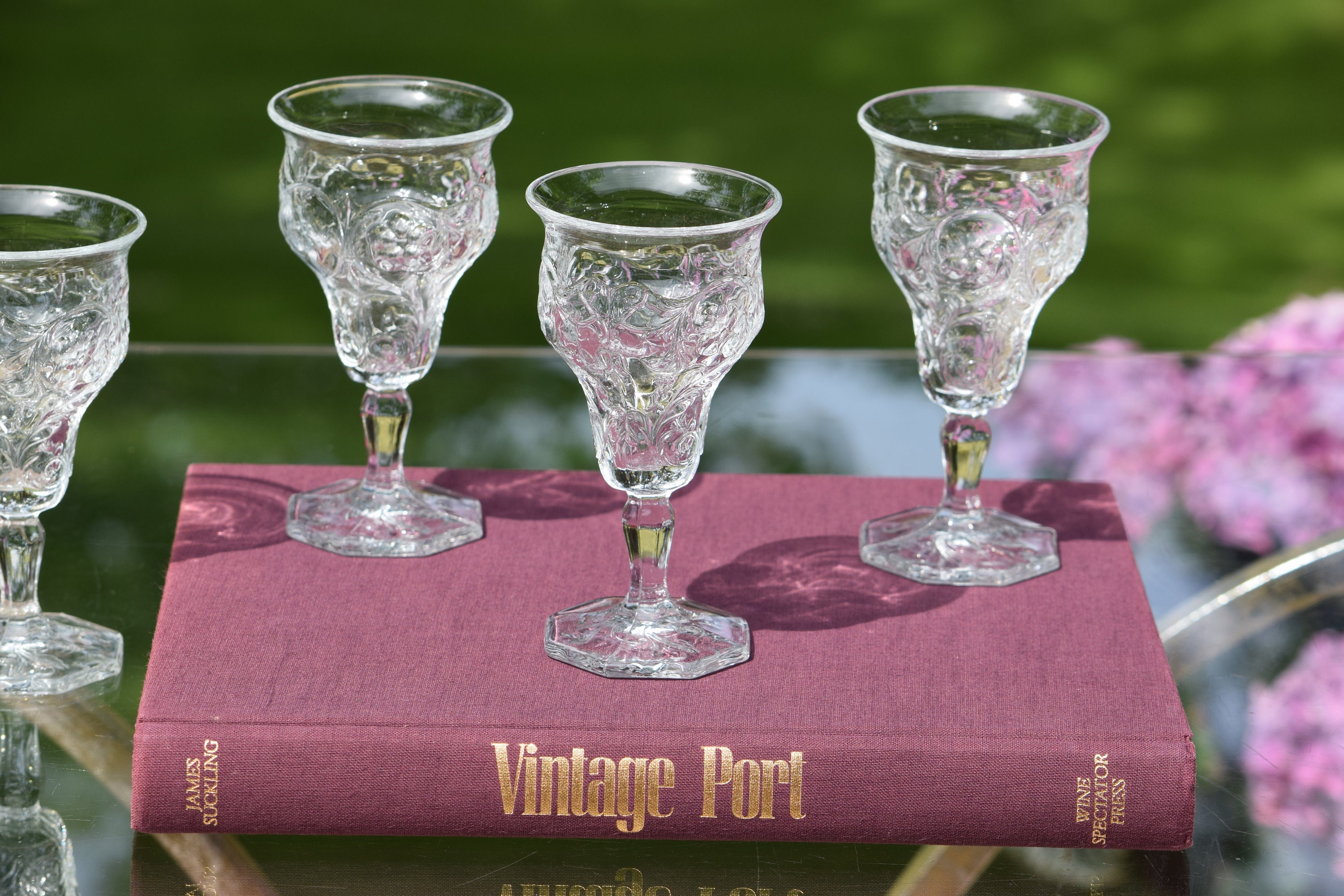 5 Antique Pressed Glass Wine Cordials ~ Liqueur Cordials, c. 1915 ...