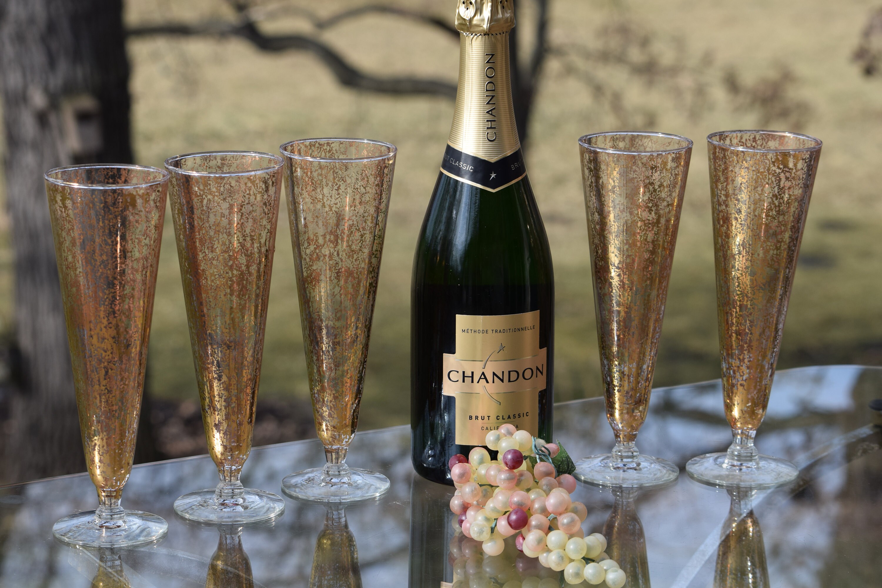 Vintage Gold Iridescent Cocktail - Champagne Glasses, Set of 5, Vintage ...