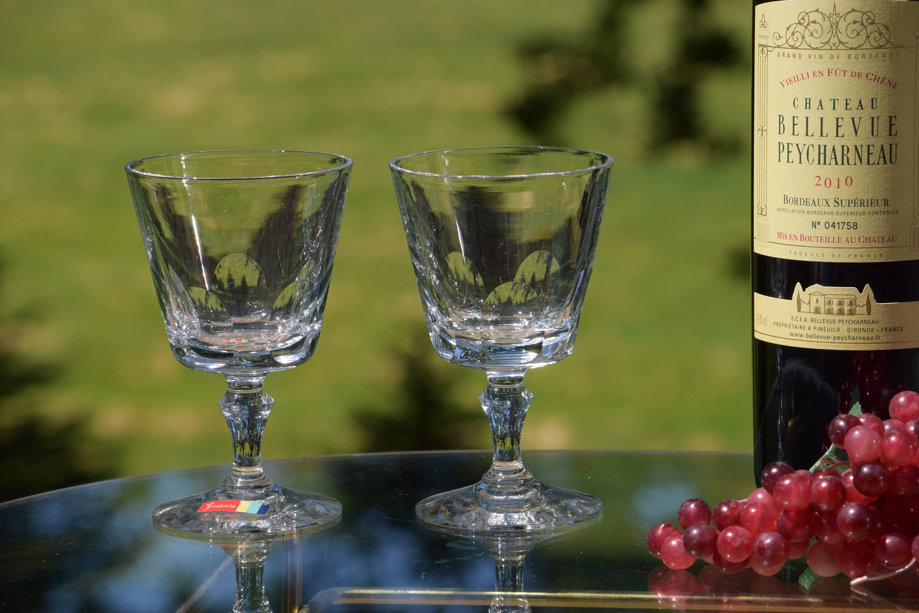 4 Vintage Claret Wine Glasses, Set of 4, Fostoria, circa 1960's ...