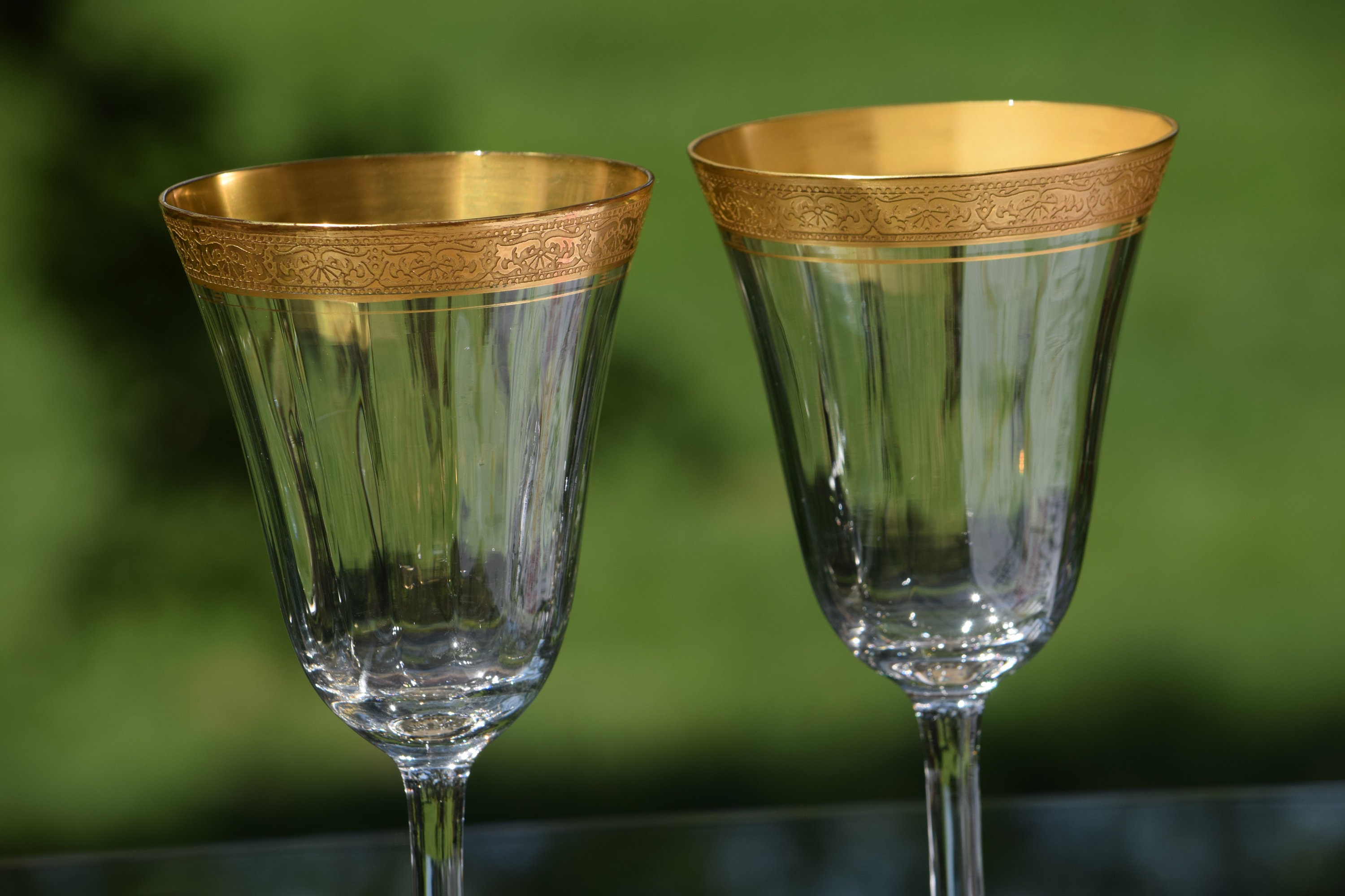 Vintage Gold Encrusted Wine Glasses Set Of 2 Morgantown Circa 1930s Wedding Toasting