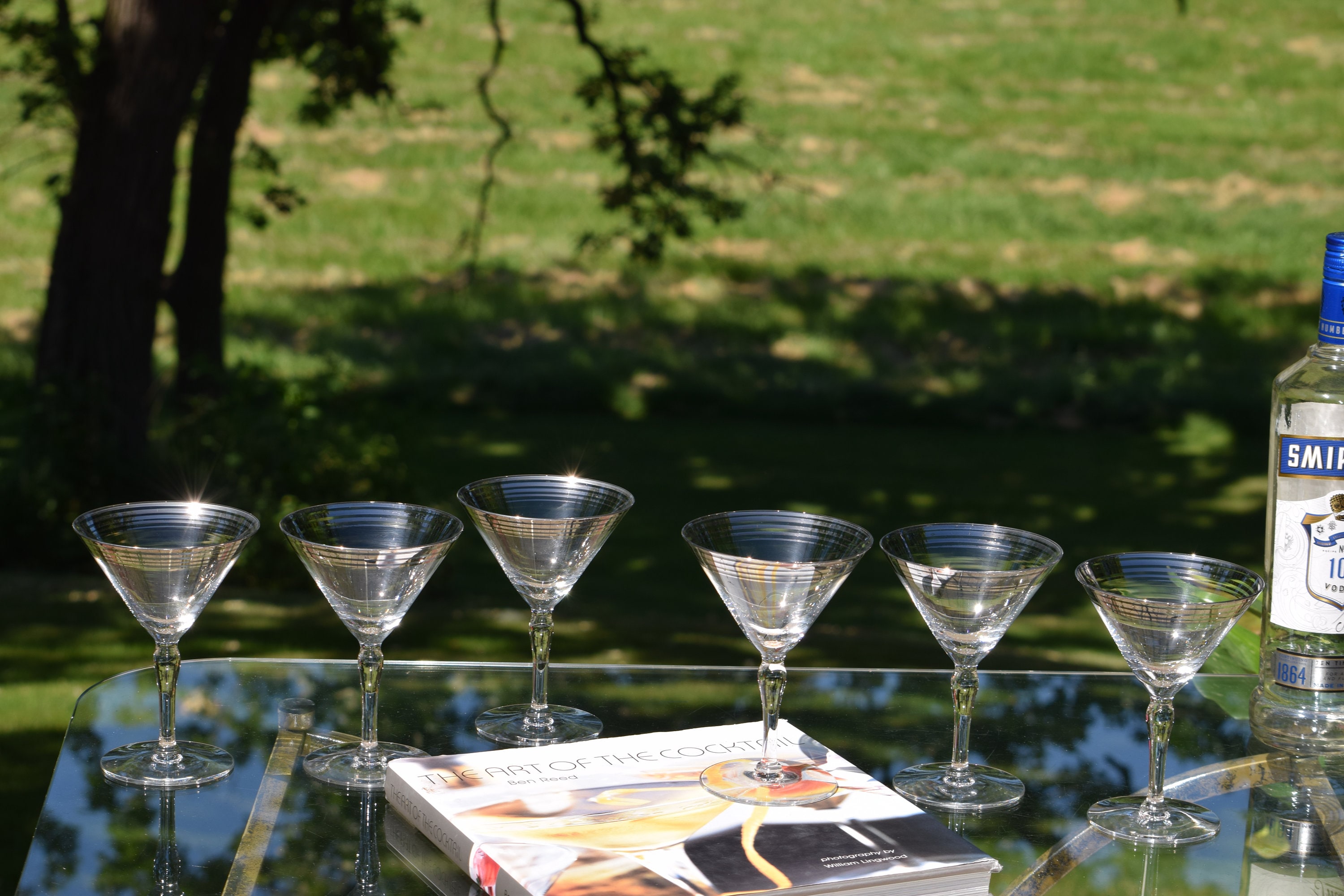 5 Vintage Platinum Rim Striped Cocktail ~ Martini Glasses, Platinum Rim ...