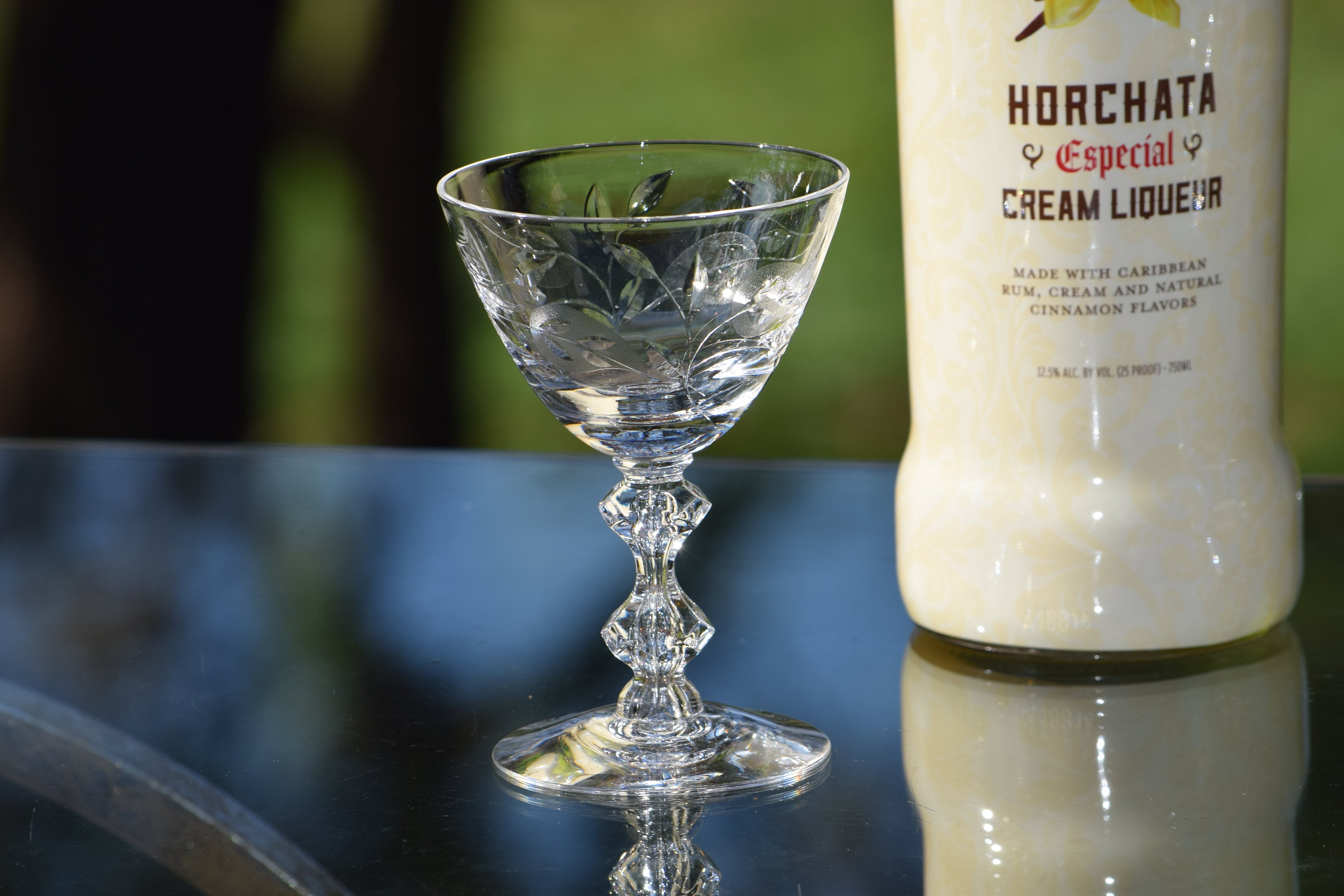 Vintage Etched CRYSTAL Wine Cordials - Glasses, Set of 4, Bubble Stem ...