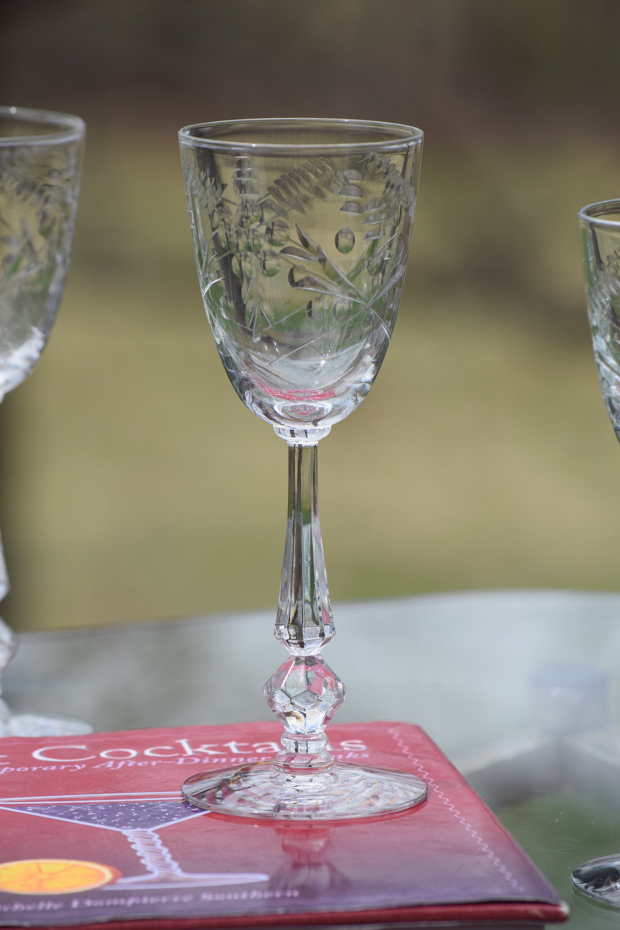 Vintage Etched Crystal Wine Glasses, Set of 7, Cambridge circa 1940's ... Vintage Etched Crystal Wine Glasses, Set of 7, Cambridge circa 1940's ...