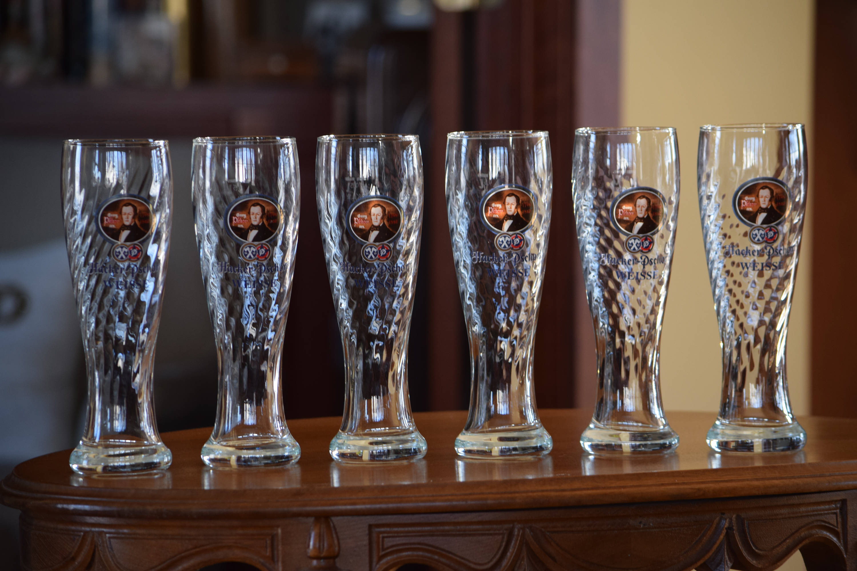Vintage Pilsner Beer Glasses Set Of 6 Tall Optic Glass Beer Glasses Hacker Pschorr Weisse