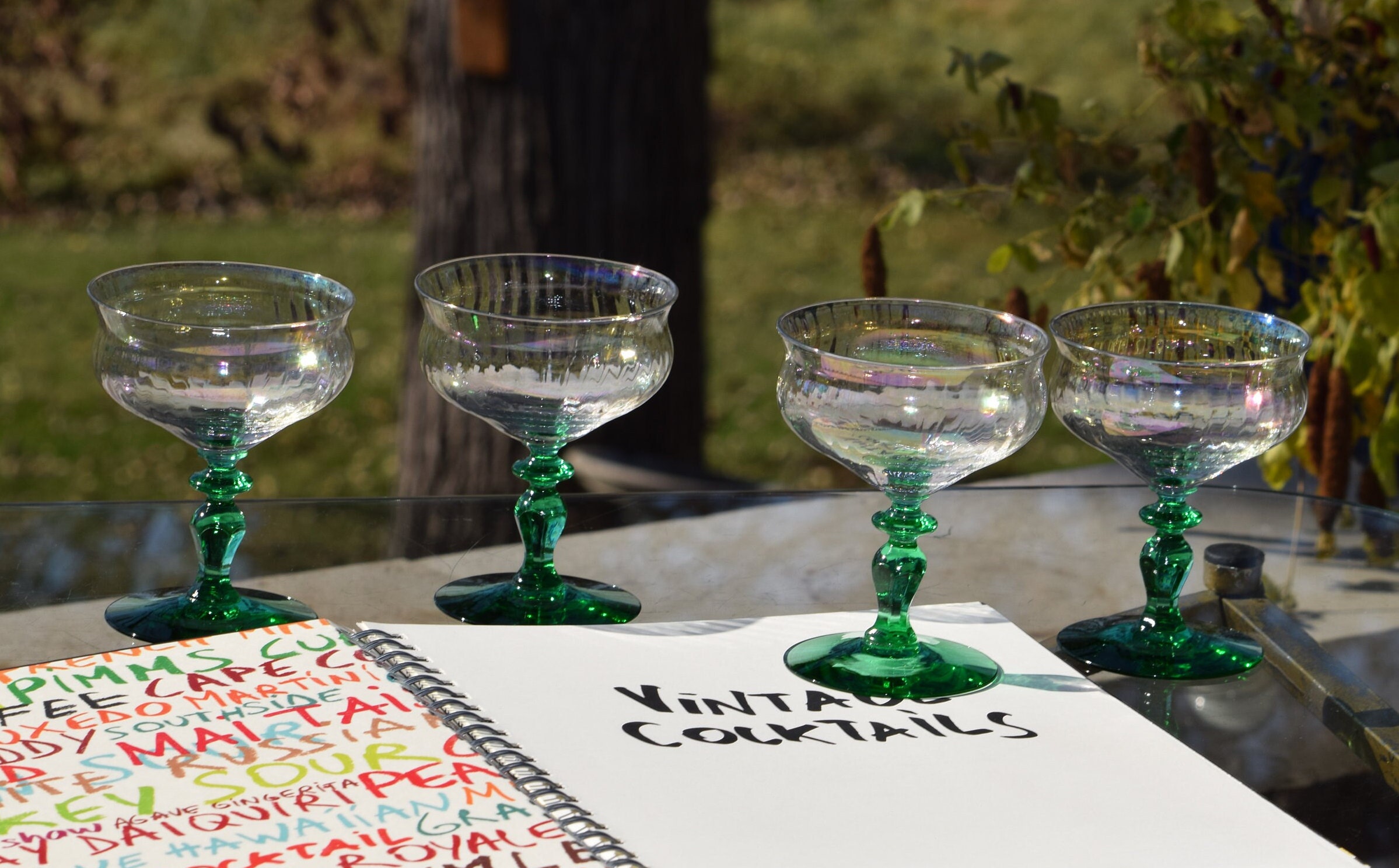 4 Vintage Green Uranium Cocktail ~ Martini Glasses, Bryce, Iridescent ... 4 Vintage Green Uranium Cocktail ~ Martini Glasses, Bryce, Iridescent ...