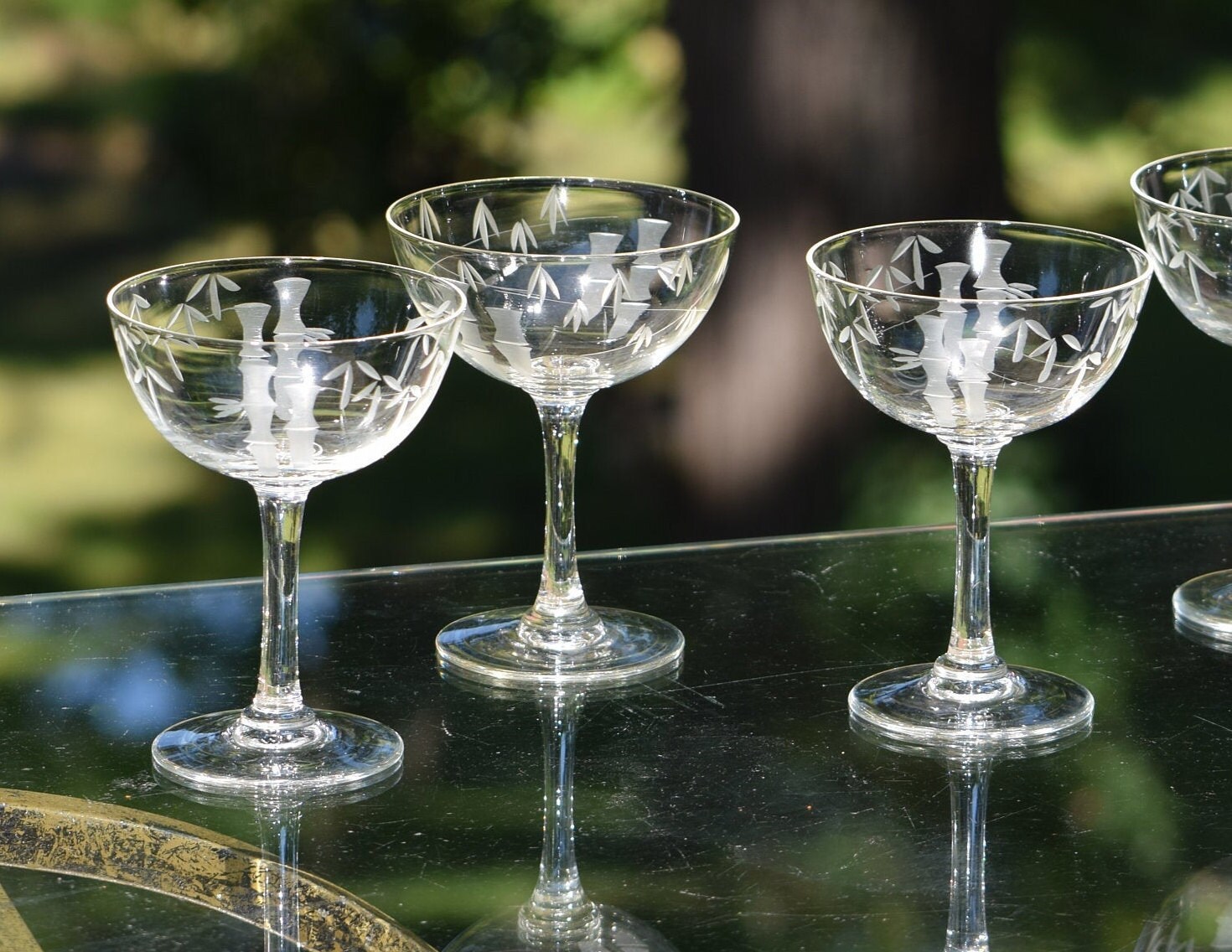 Vintage Etched Cocktail Glasses, Set of 4, Mixologist 4 oz Craft ...
