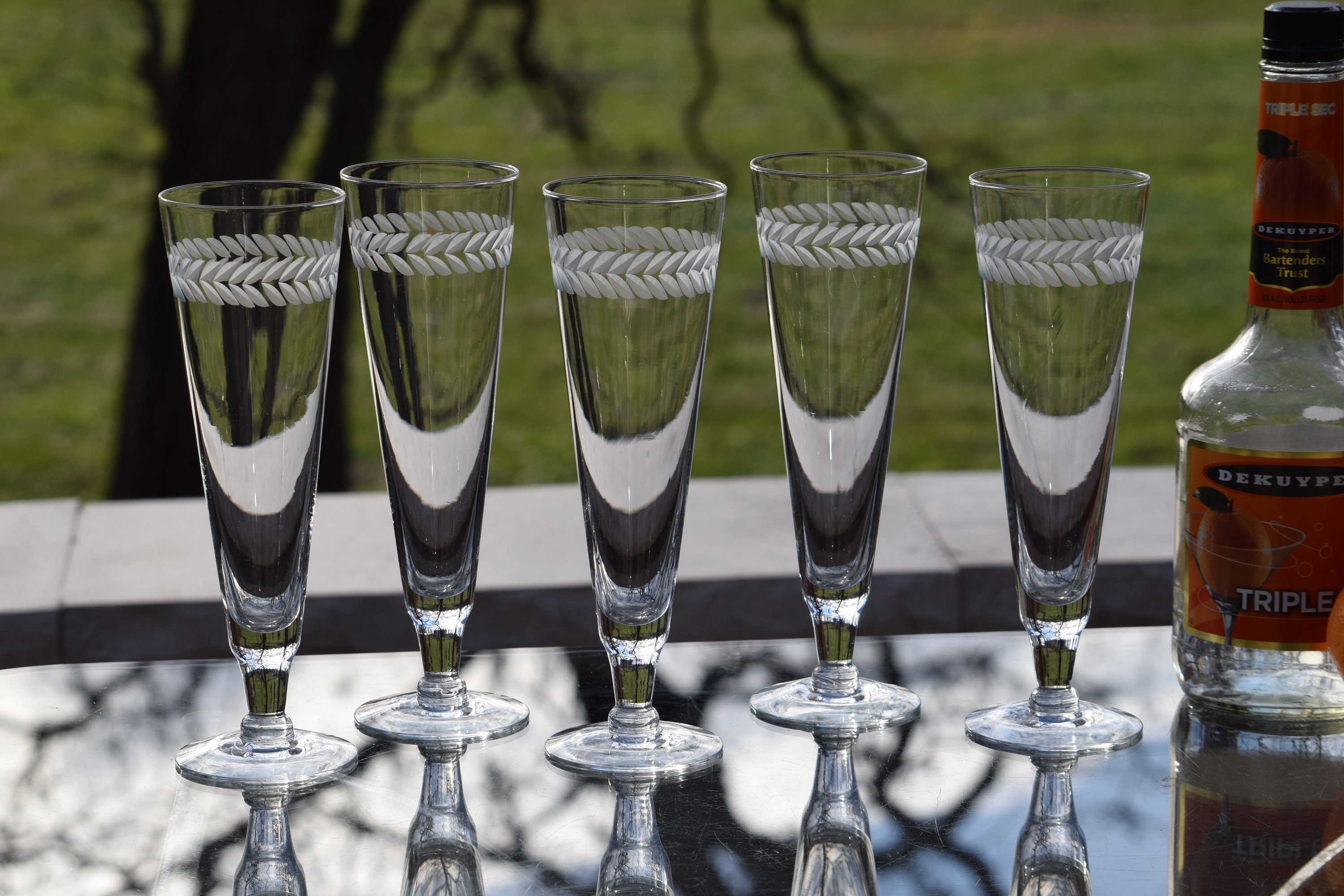 6 Vintage Etched Beer - Cocktail Glasses, 1950's, Vintage Specialty ...