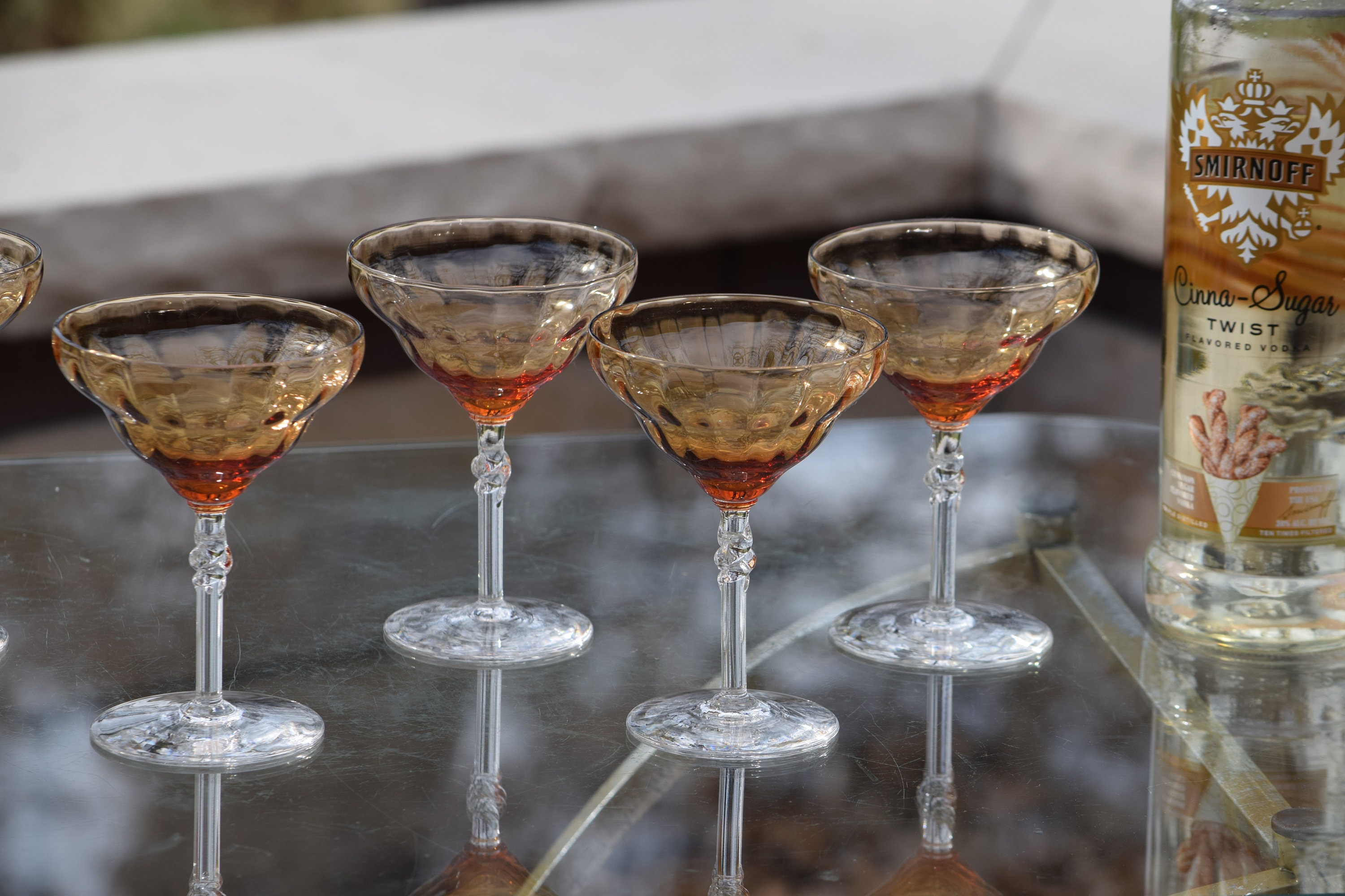 6 Vintage Amber Cocktail ~ Martini Glasses, Bryce, 1940's, Unique Amber ...