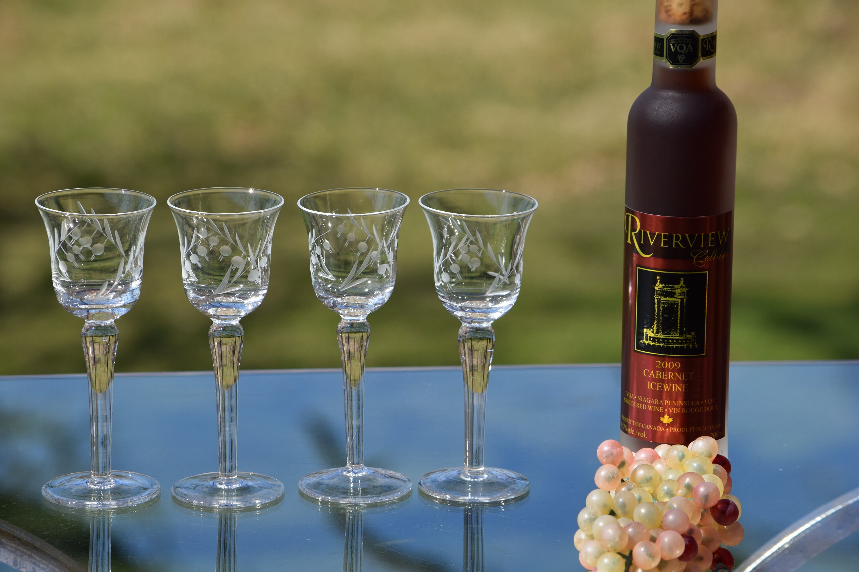 Vintage Etched Wine Glasses, Set of 4, After Dinner Drink Glasses ~ 2 ...