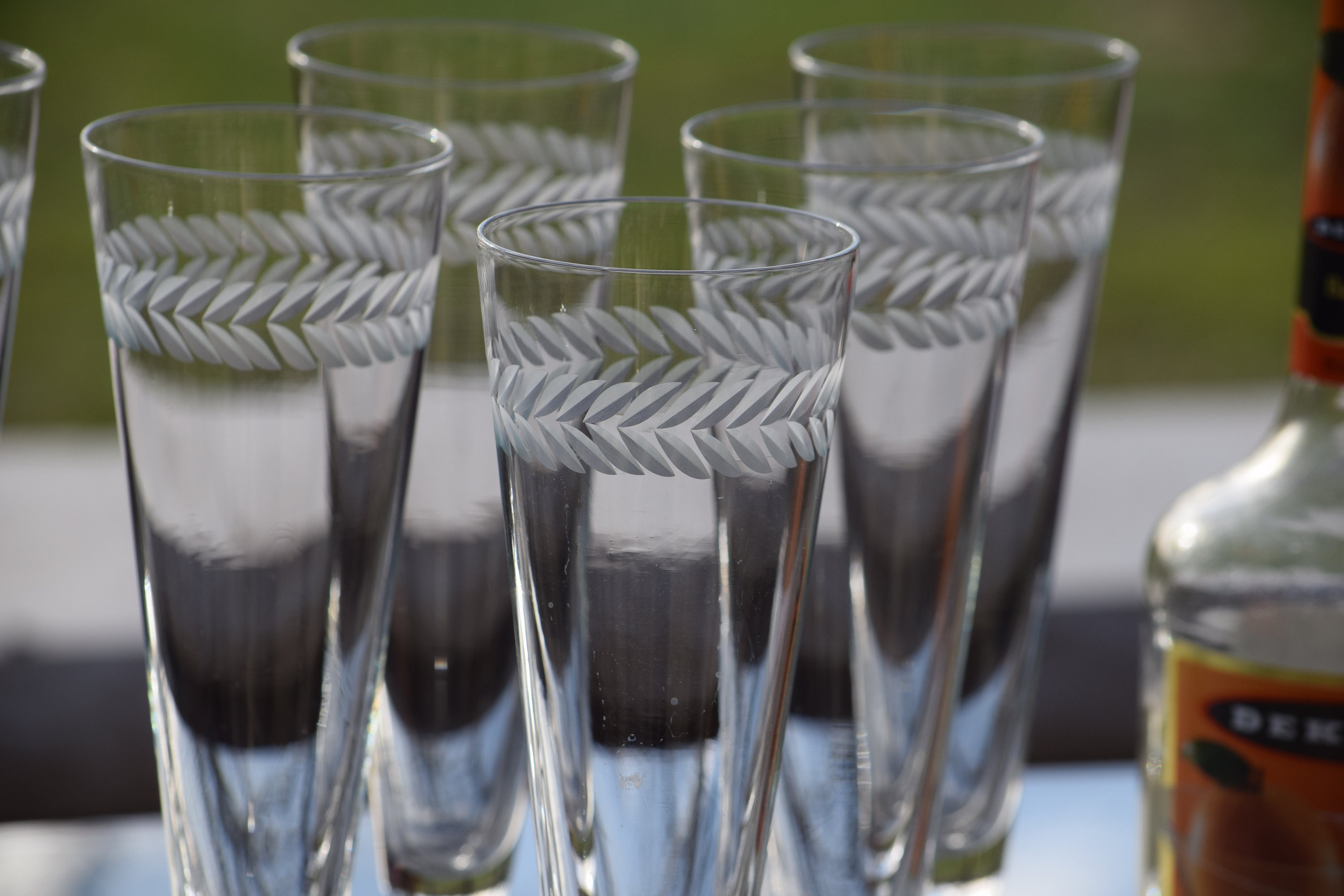 6 Vintage Etched Beer - Cocktail Glasses, 1950's, Vintage Specialty ...