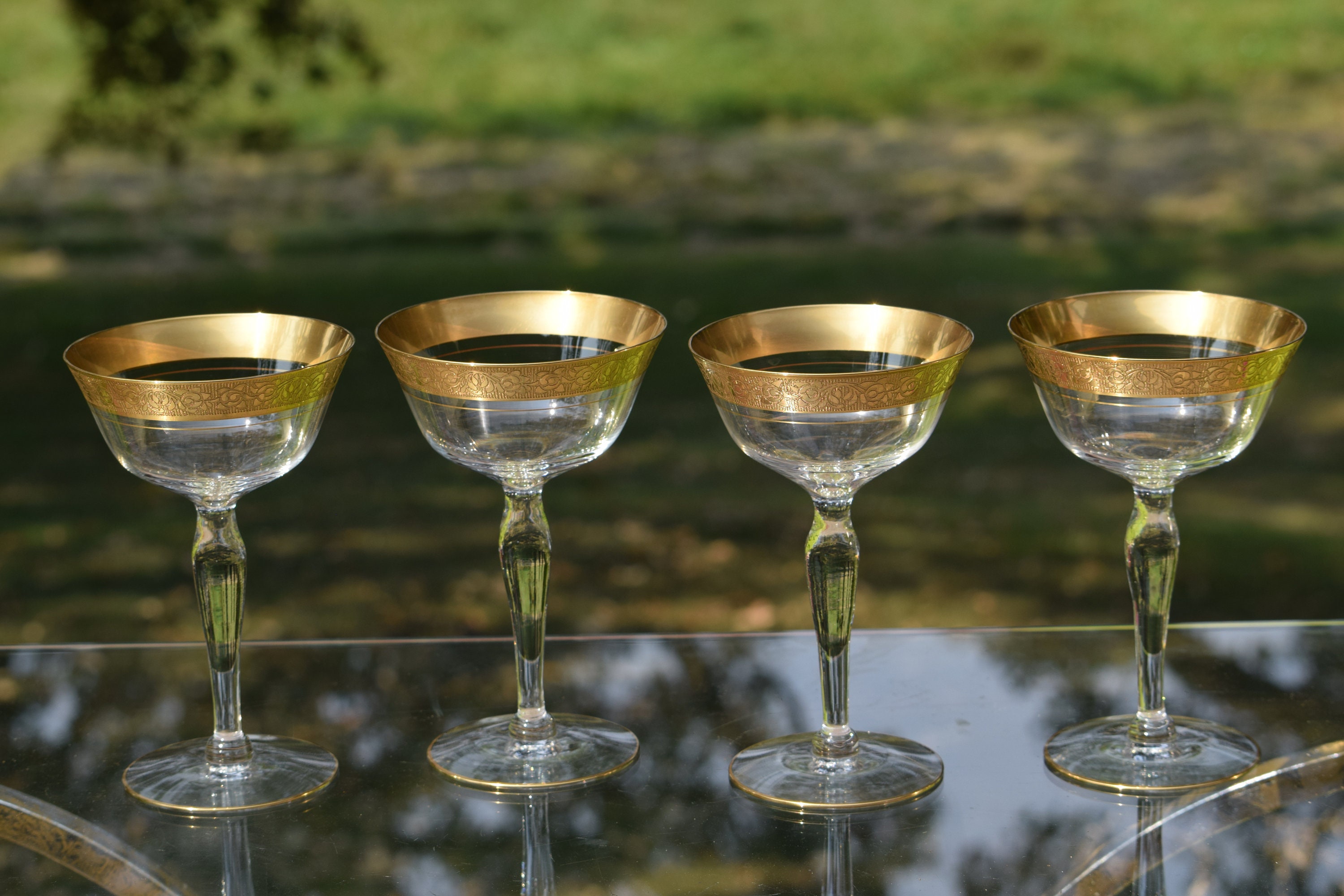 Vintage Gold Encrusted Cocktail - Martini Glasses, Set of 4 ... Vintage Gold Encrusted Cocktail - Martini Glasses, Set of 4 ...