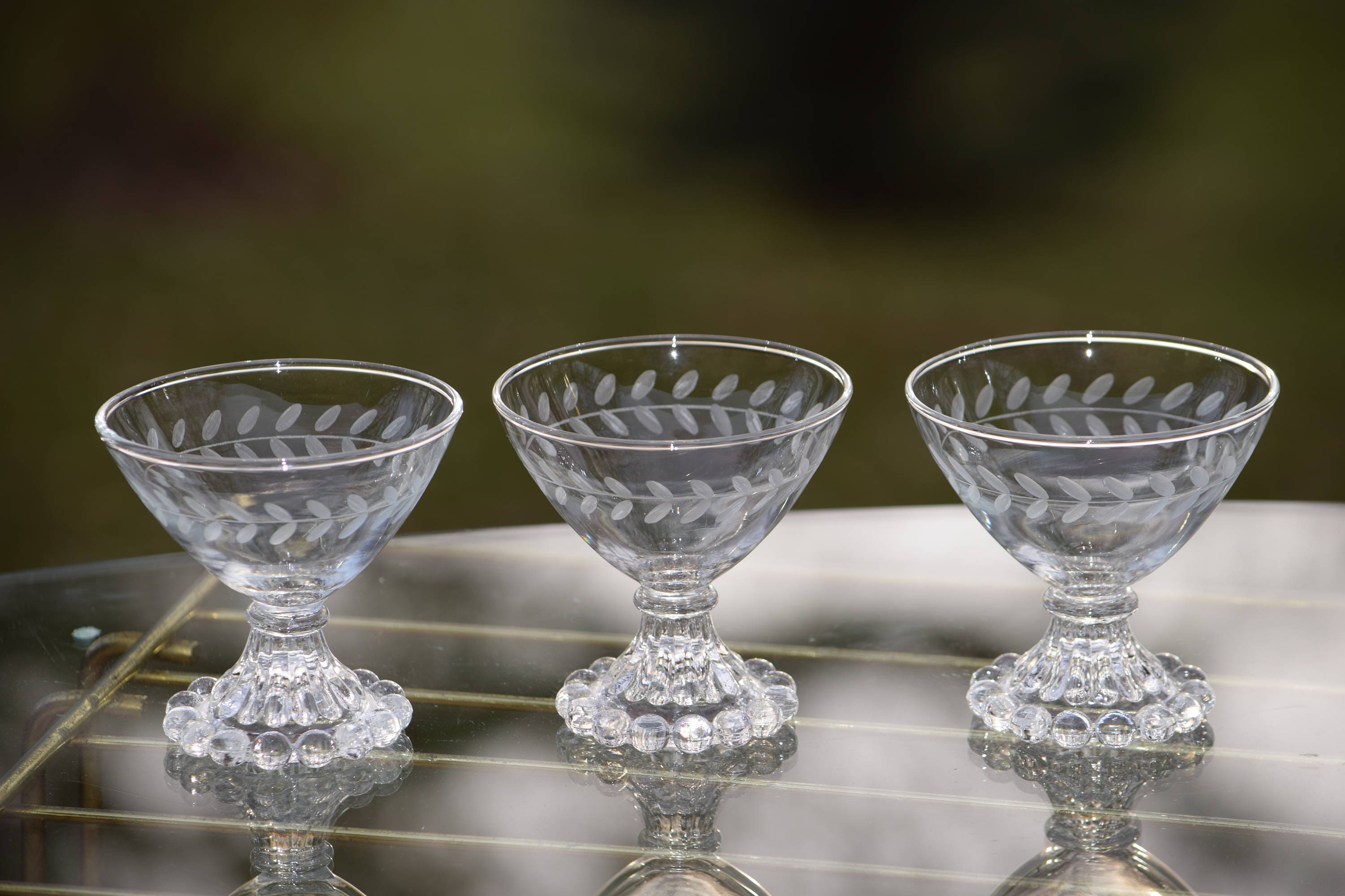 Vintage Etched Cocktail Glasses, Set of 4, Vintage Cocktail Coupes ...