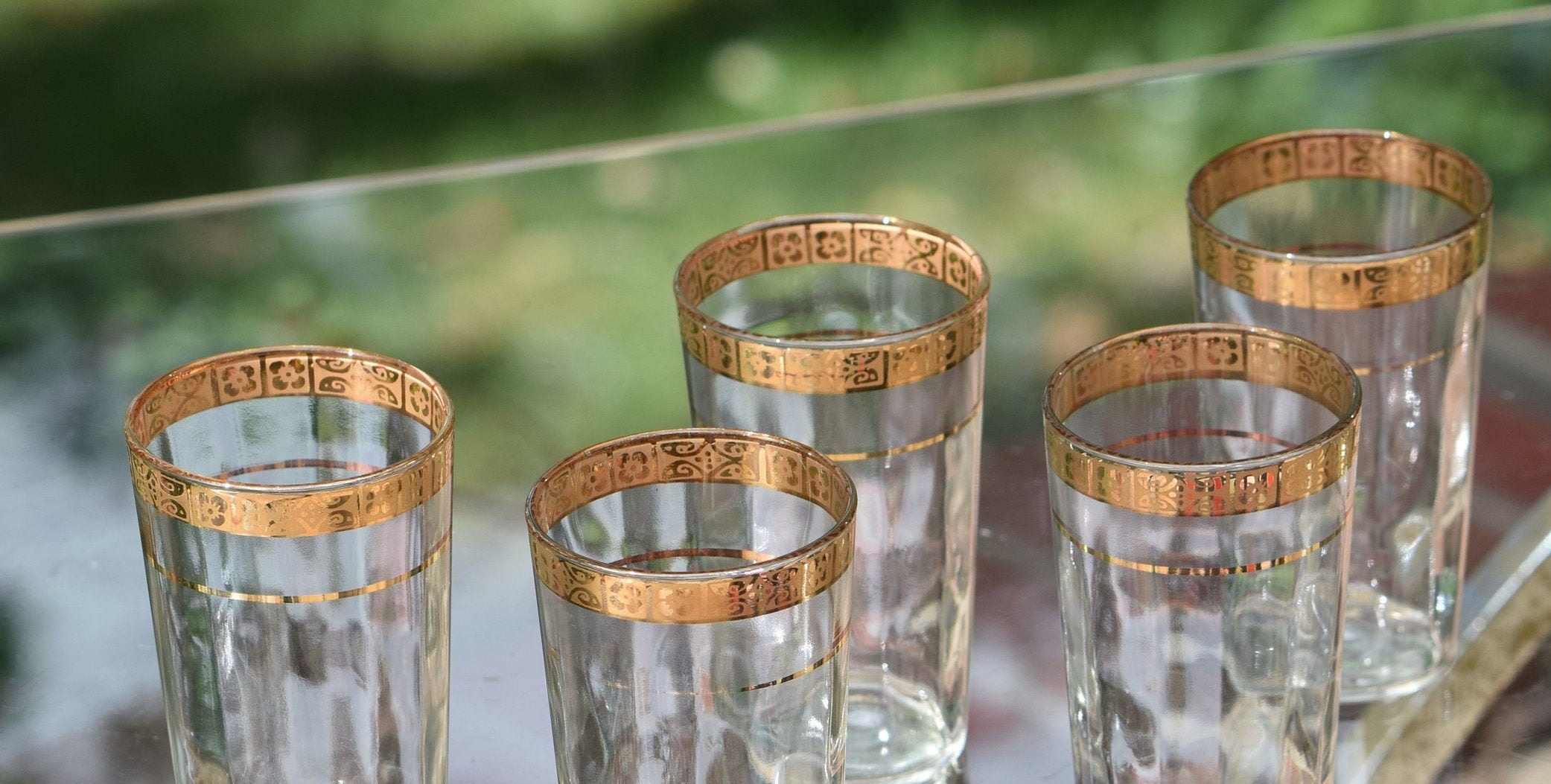 Vintage Gold Rimmed Wine ~ Liquor Glasses, Set of 7, Vintage Gold Rim ...