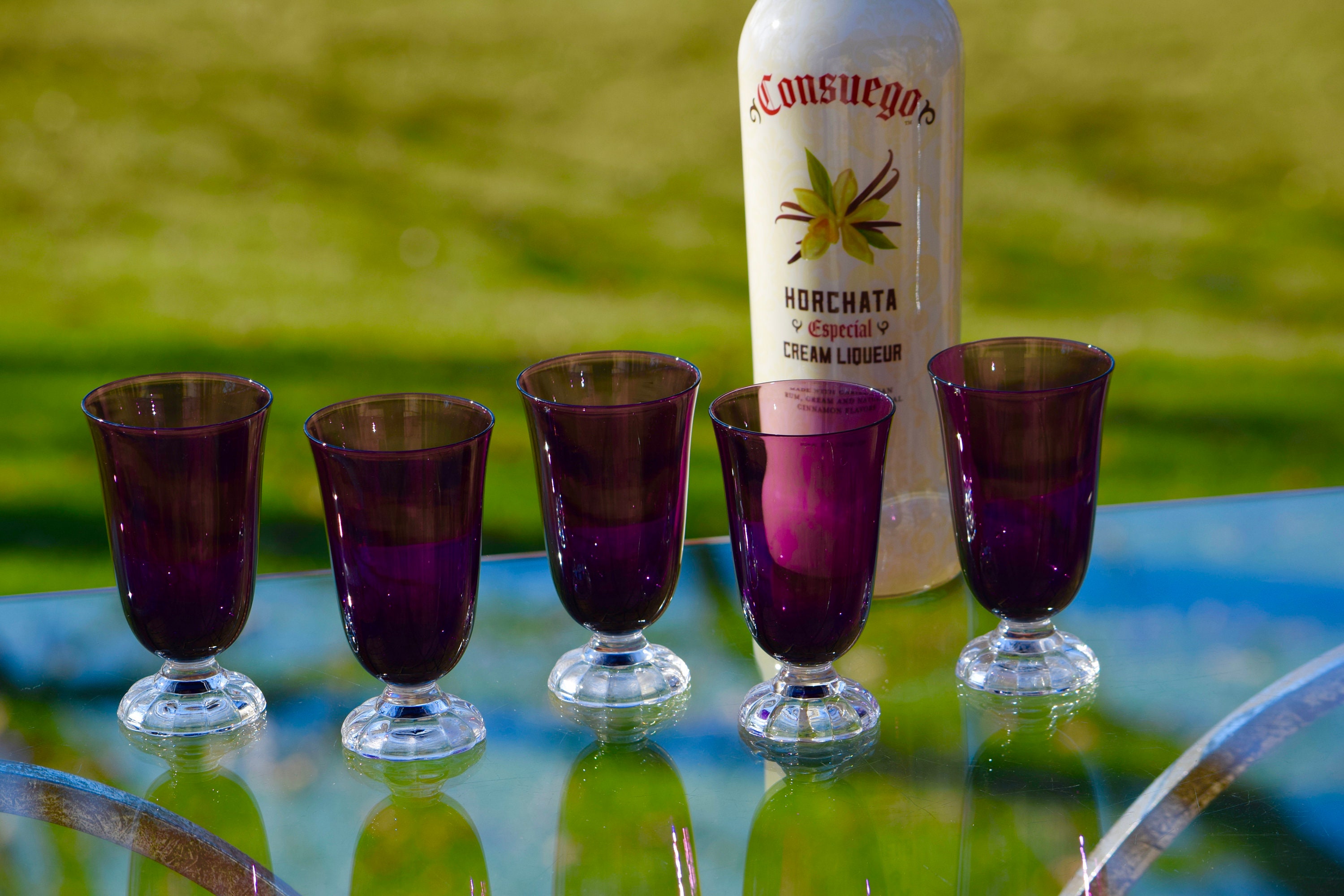 Vintage Amethyst - Purple Wine Cordials, Set of 5, Fostoria, Victorian ...